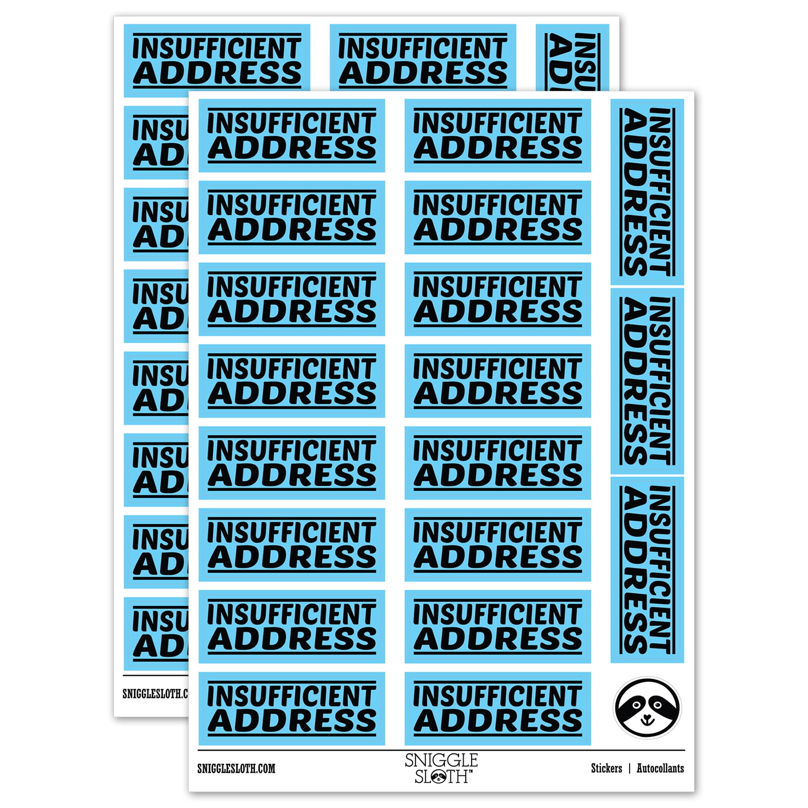 Insufficient Address Letter Mail Sticker Set - Light Blue - Gloss ...