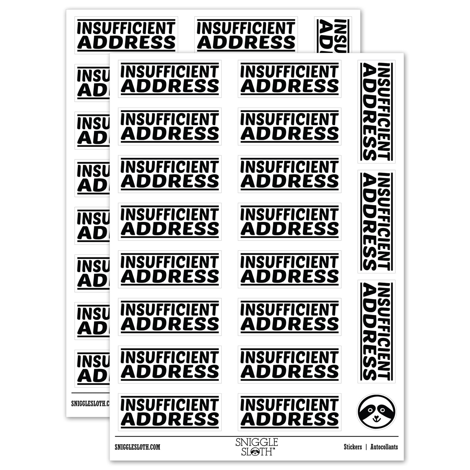 Insufficient Address Letter Mail Sticker Set - White - Gloss Finish - 2 ...