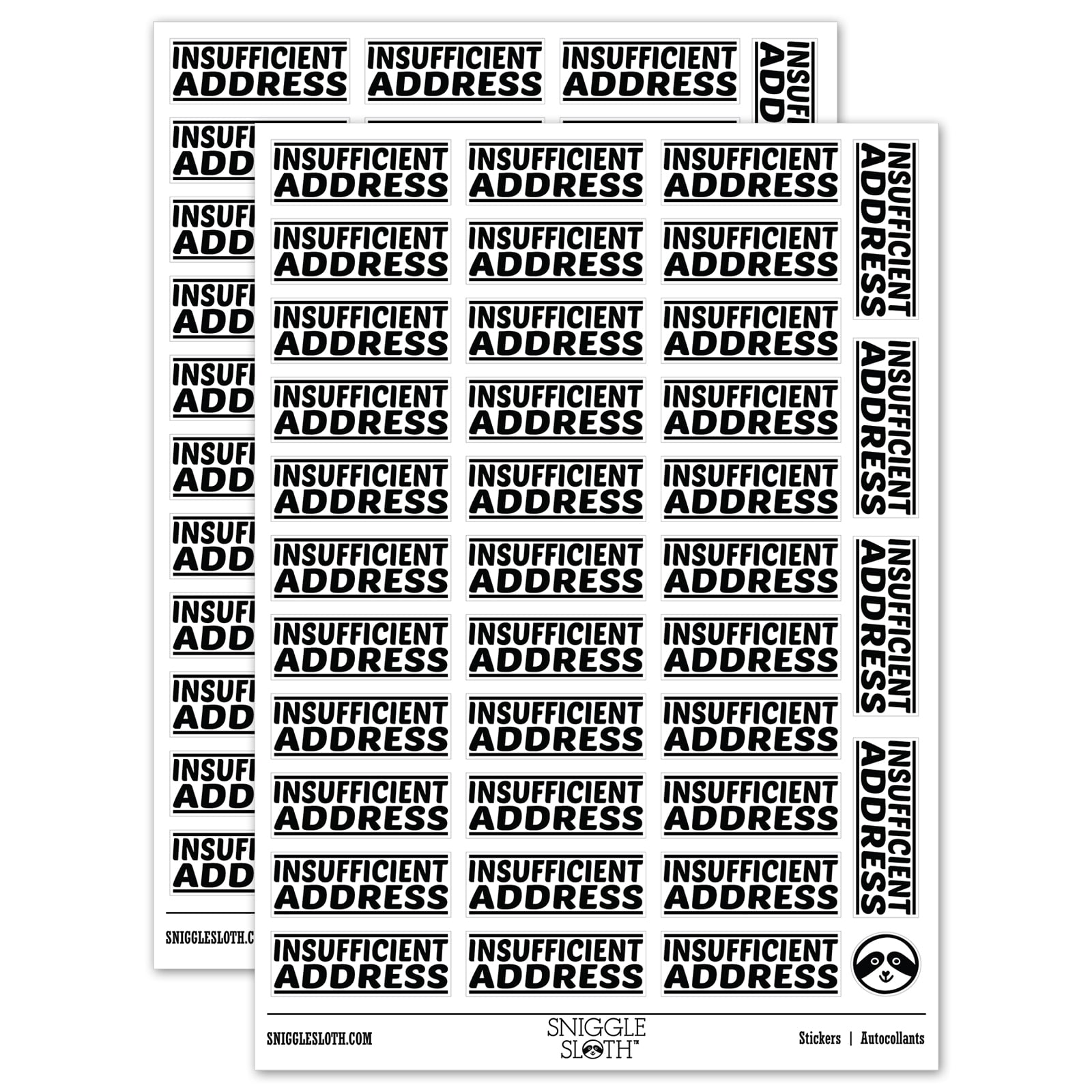 Insufficient Address Letter Mail Sticker Set - White - Matte Finish - 1 ...
