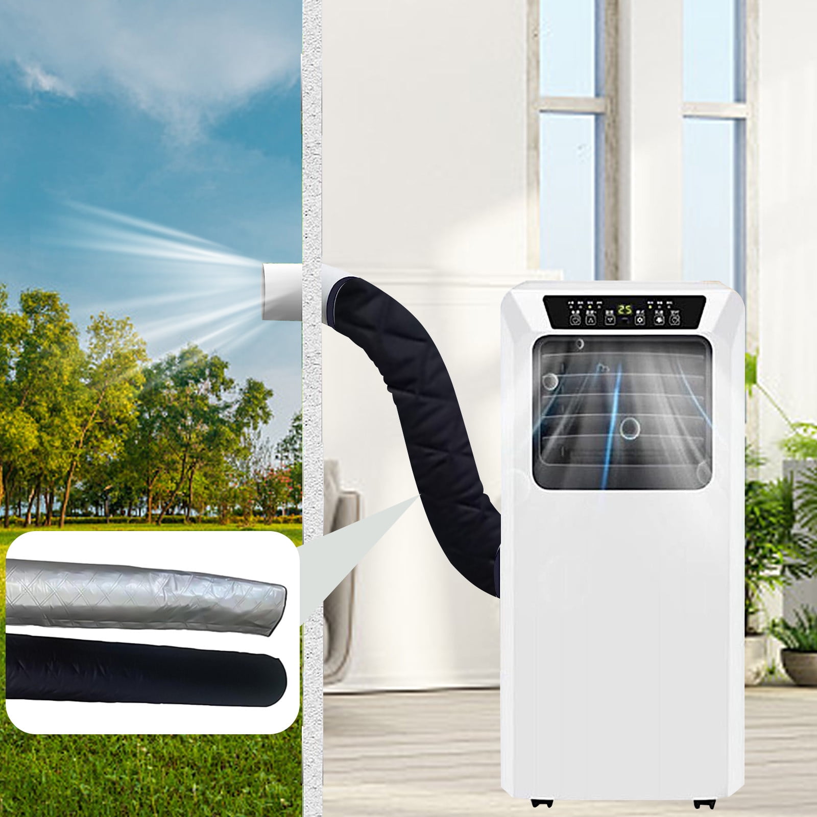 Insulated Air Conditioner Hose Cover Wrap Portable Duct Vent Protective ...