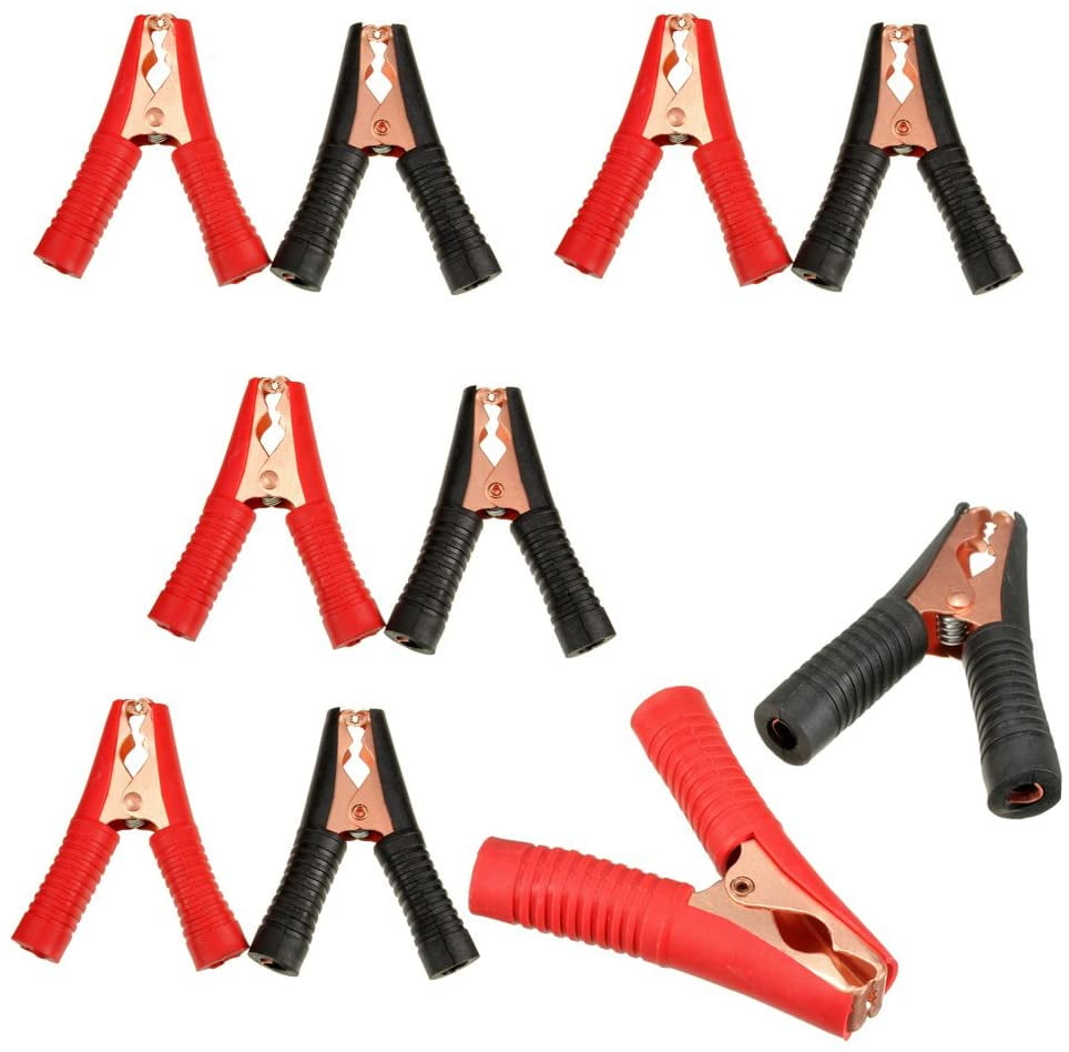 Insulated Alligator Clips Durable Heavy Duty Black & Red Boot Metal ...