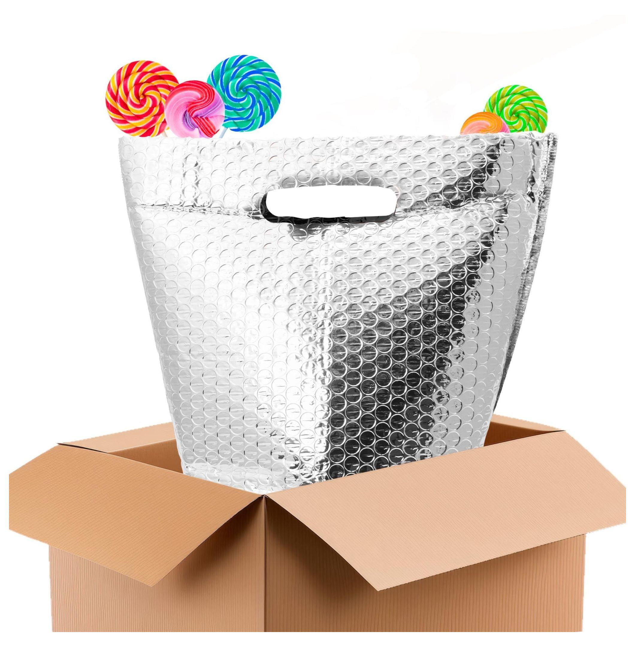 Insulated Bag with Handles, 10 x 10 x 10 Inches. 10 Pack Thermal Bags ...