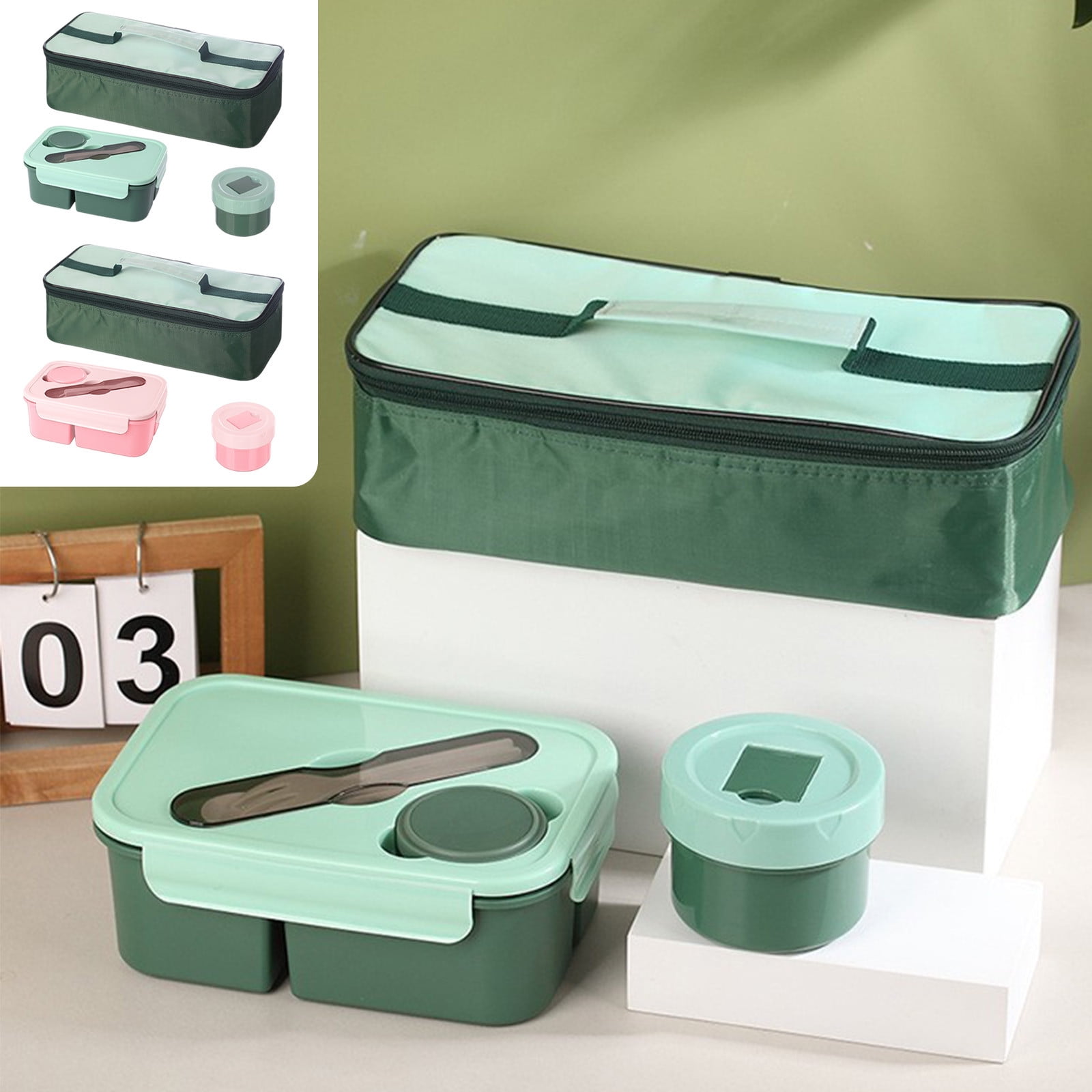 Insulated Bento Lunch Box Set with Thermal Bag and Soup Cup Leak-Proof ...