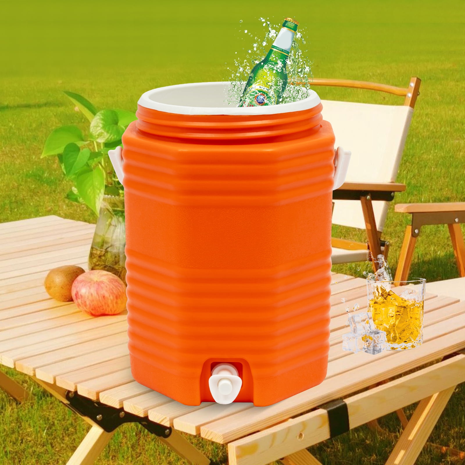Insulated Beverage Cooler with 2.37 Gallon Capacity, Durable PU ...