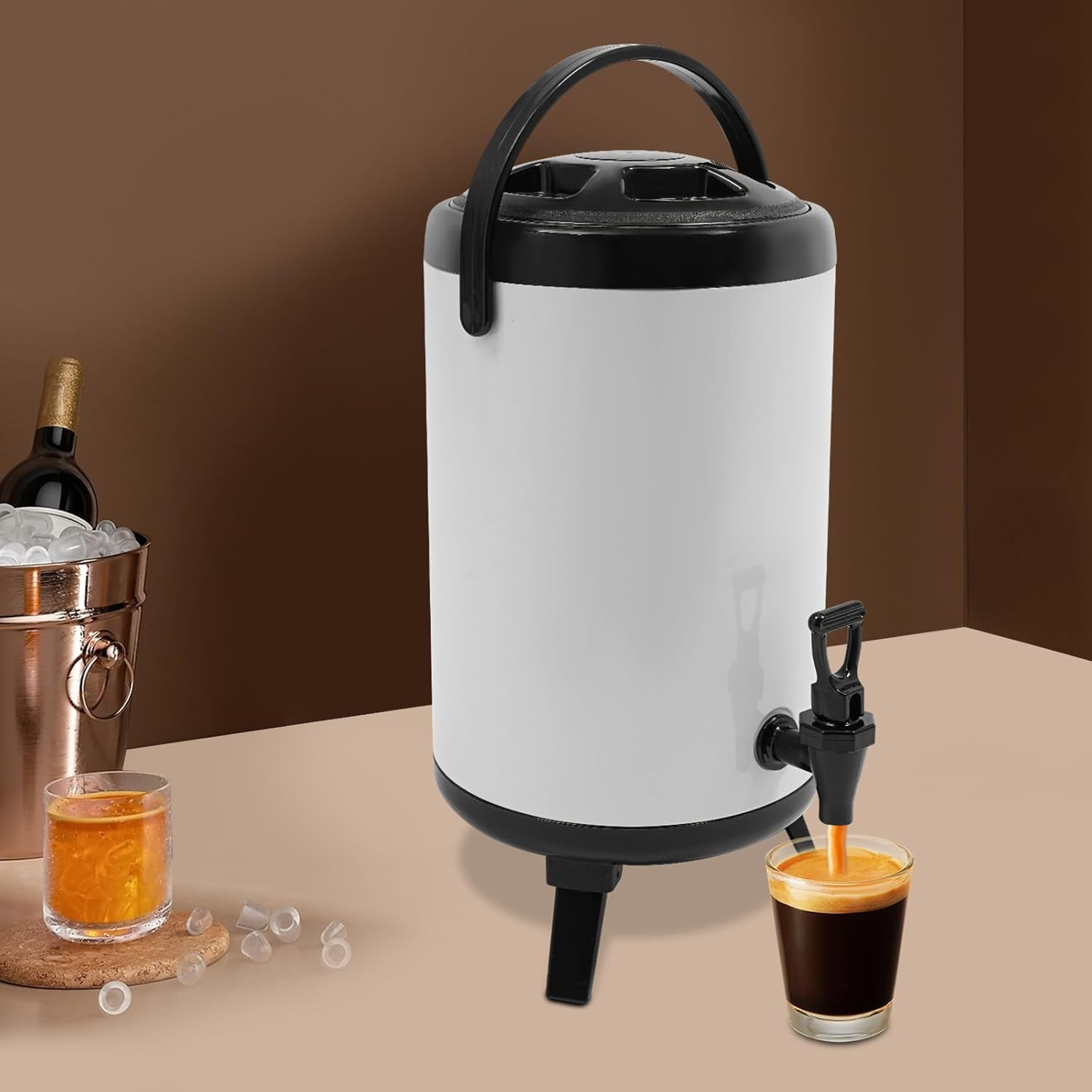 Insulated Beverage Dispenser 10L/2.64gal Stainless Steel Thermal Hot ...