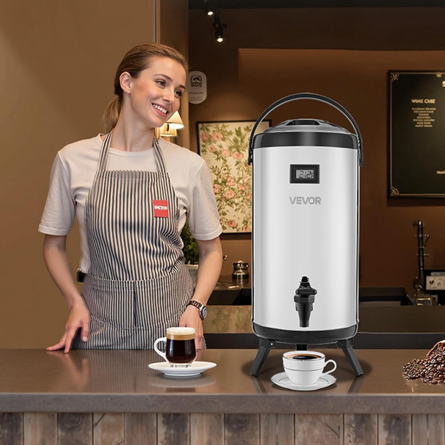 Insulated Beverage Dispenser, 2.4 Gal/9.2L Stainless Steel Thermal ...