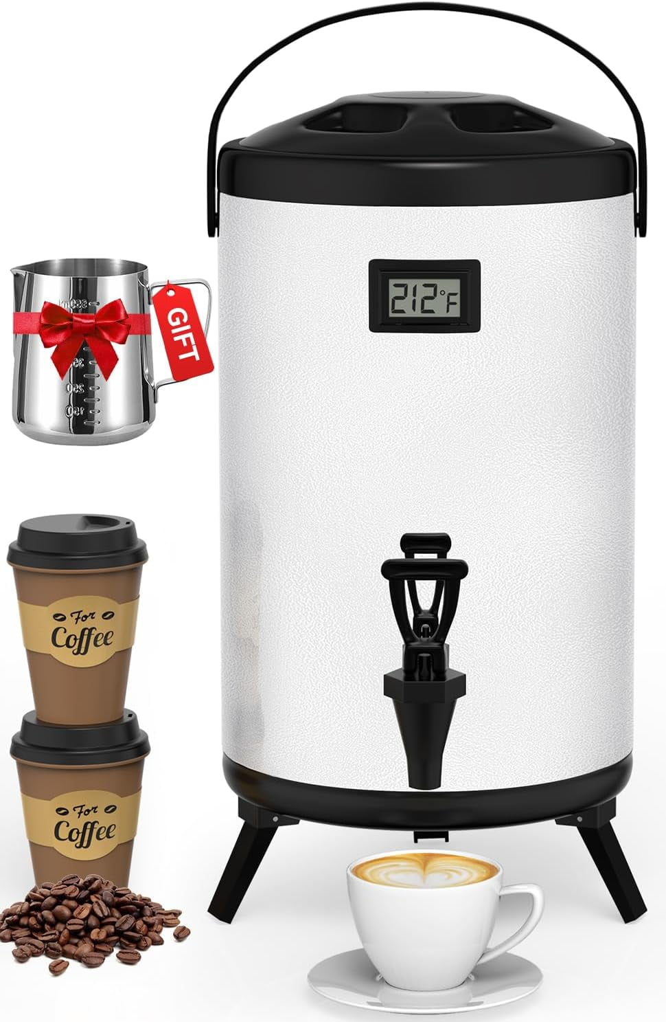 Insulated Beverage Dispenser 3 Gallon, Hot Drink Dispenser with 304 ...