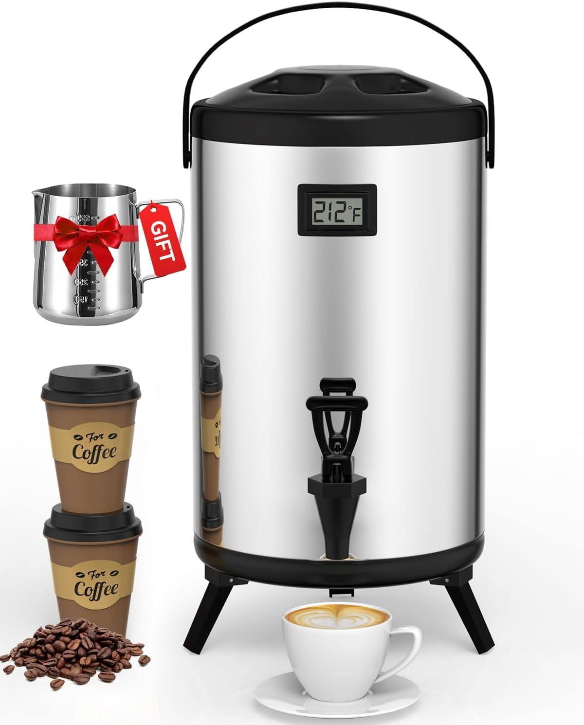 Insulated Beverage Dispenser 3 Gallon, Hot Water Dispenser with ...