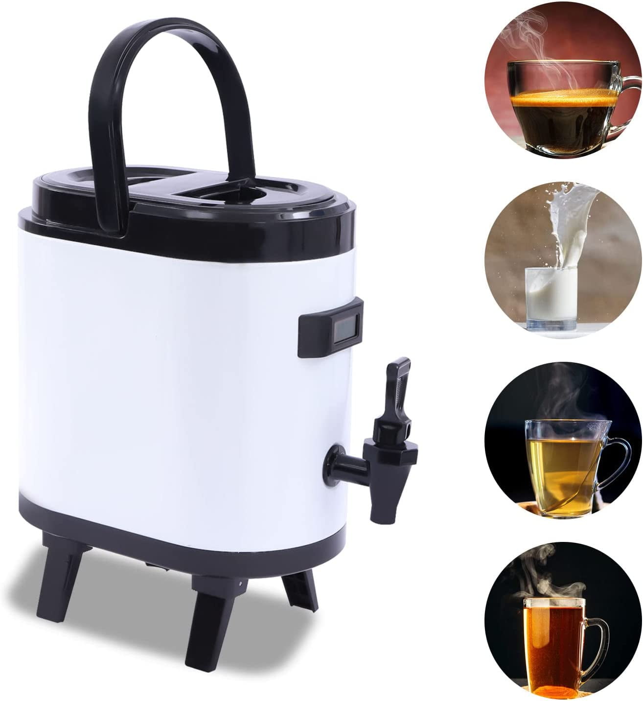 Insulated Beverage Dispenser, 6L Oval Hot and Cold Beverage Dispenser ...