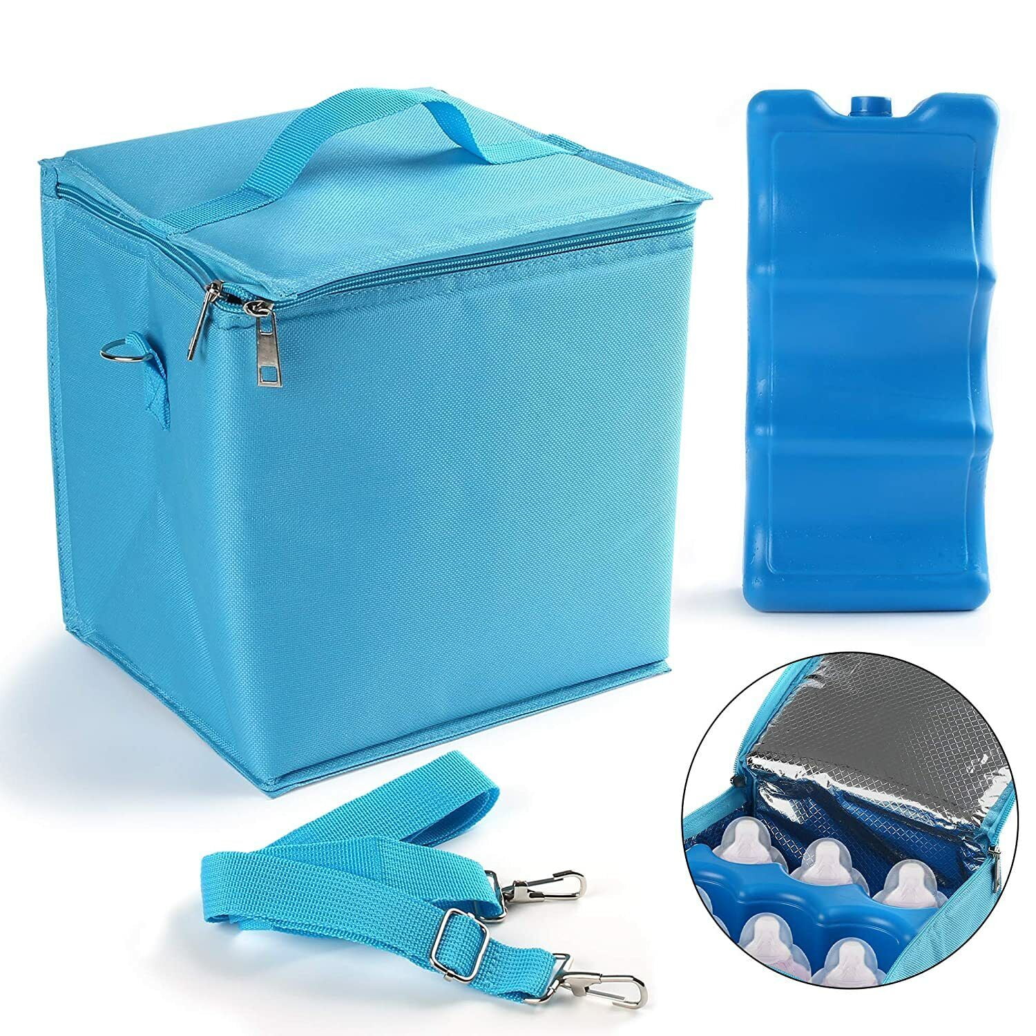 Insulated Breastmilk Cooler Bag W/ Hot Cold Ice Pack Bottle Storage ...
