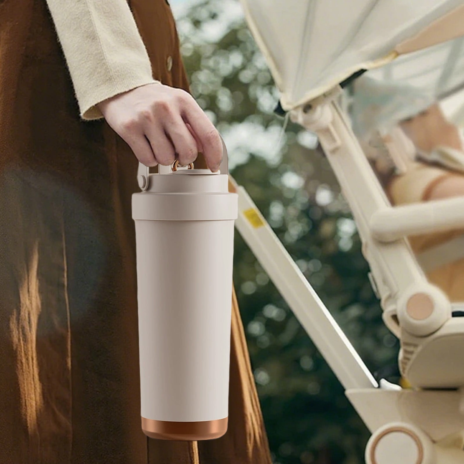 Insulated Ceramic Liner Coffee Cup with Straw & Handle | 750ml Double ...