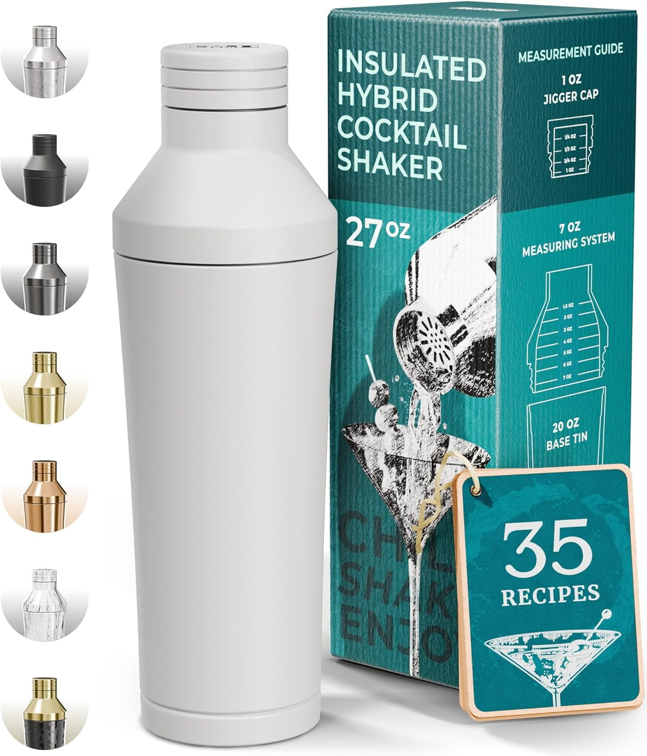 Insulated Cocktail Shaker Set | Double Wall Stainless Steel | Martini ...