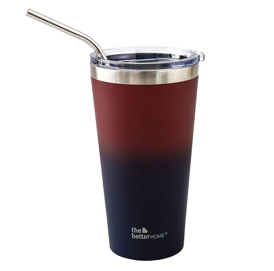 Insulated Coffee Cup Tumbler With Transparent Lid & Straw - 450ml ...