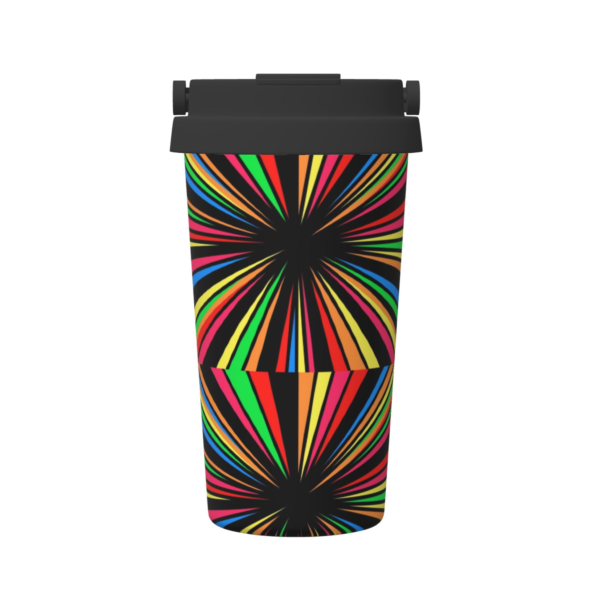 Insulated Coffee Mug With Lid Abstract-Rainbows-Vortex-Colorful ...