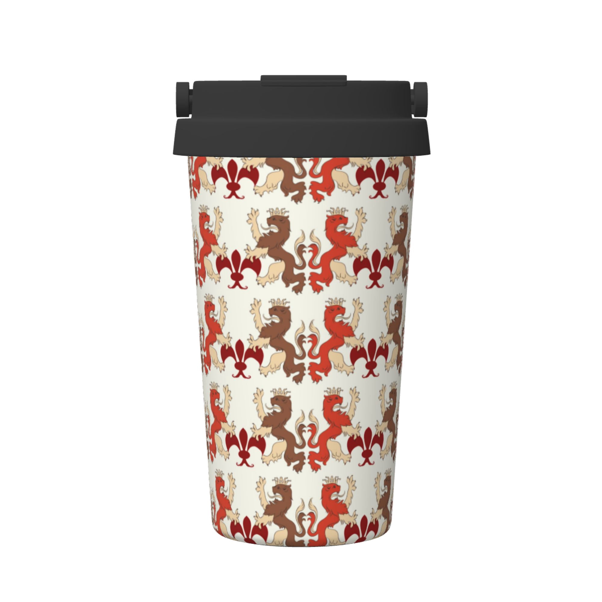 Insulated Coffee Mug With Lid Color Illustration Border Background ...