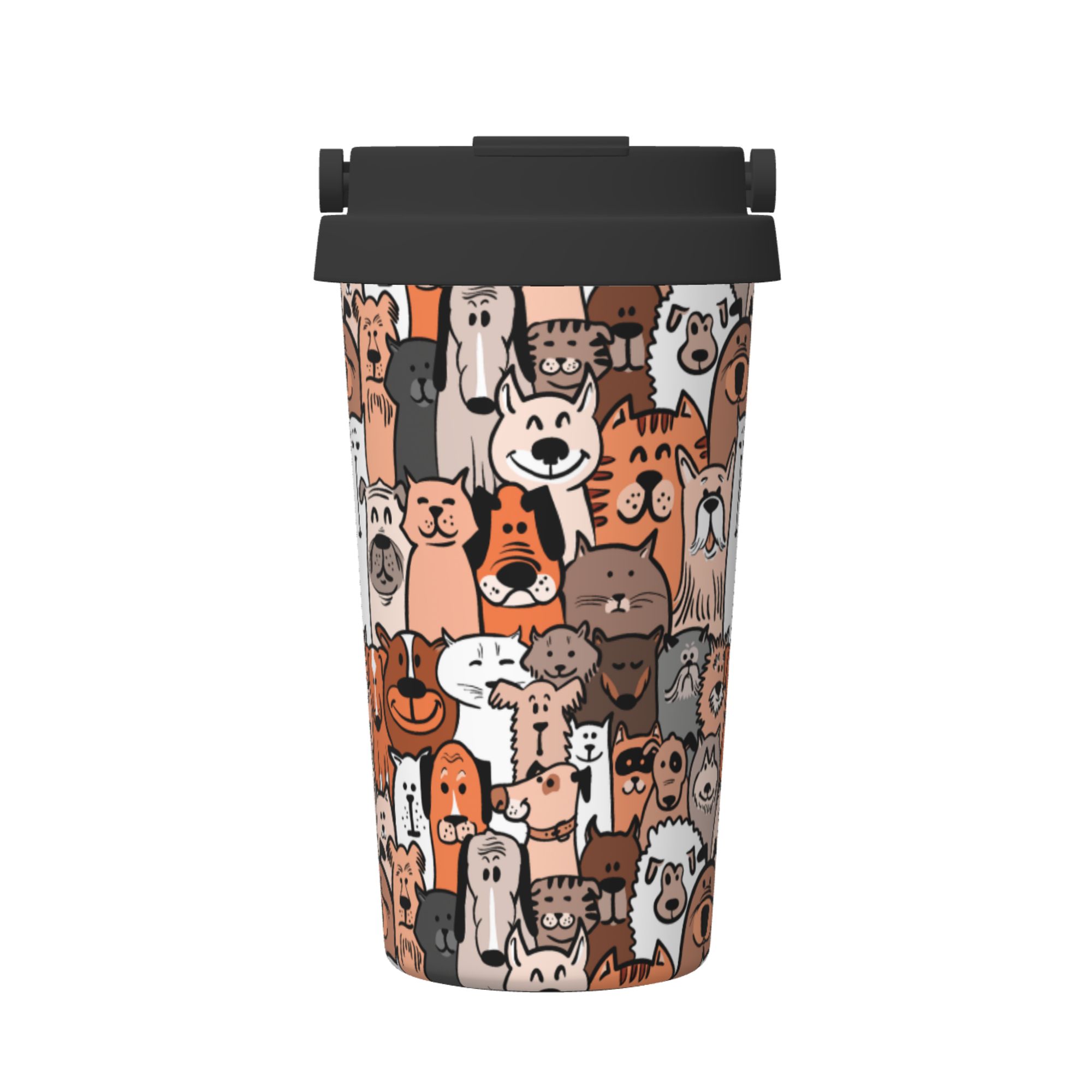 Insulated Coffee Mug With Lid Cute Dogs And Cats Print Insulated ...