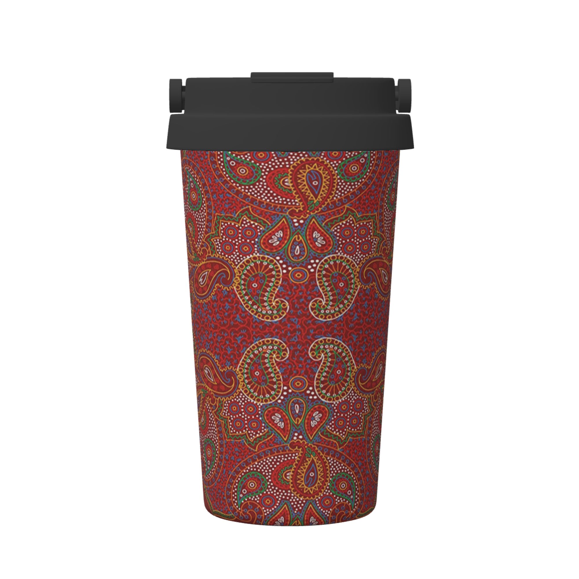 Insulated Coffee Mug With Lid Paisley Floral Print Insulated Tumbler ...