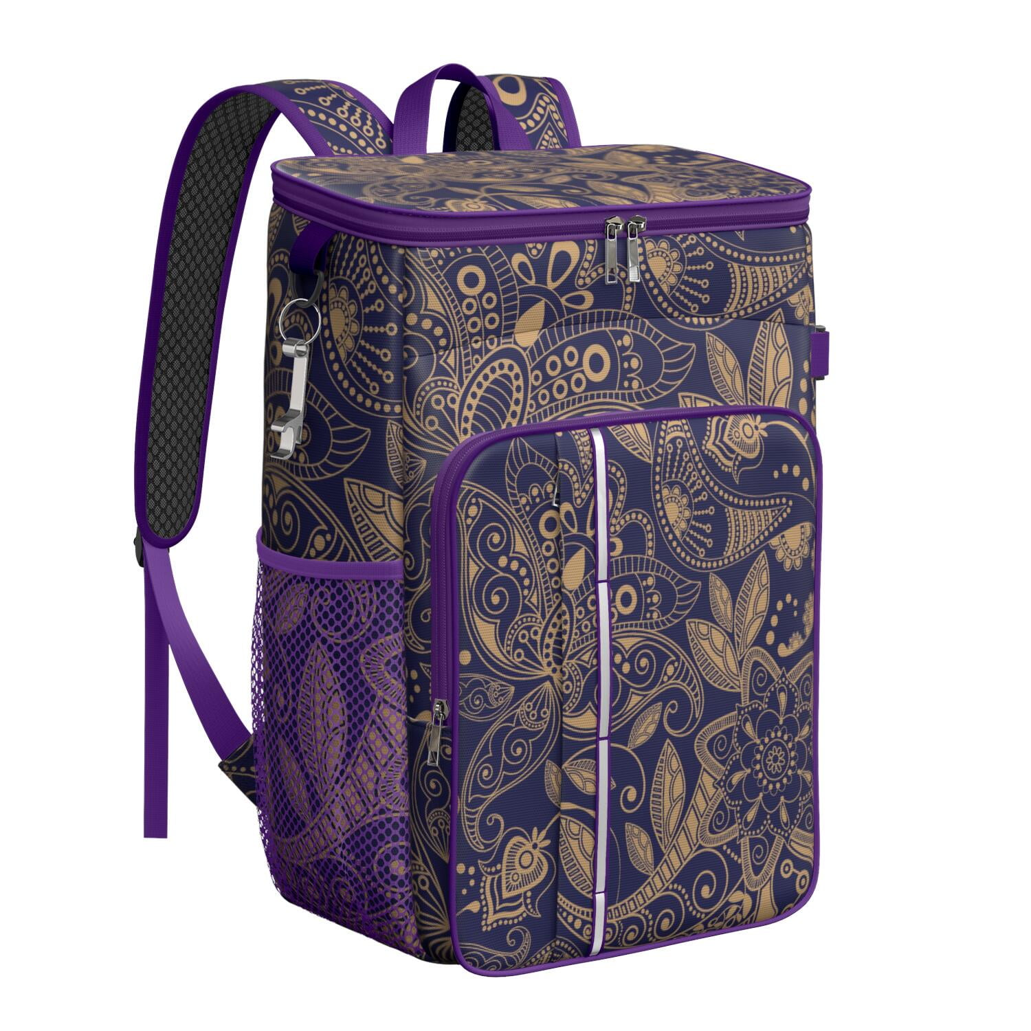 Insulated Cooler Backpack with Floral Paisley Print, Vintage Bohemian ...