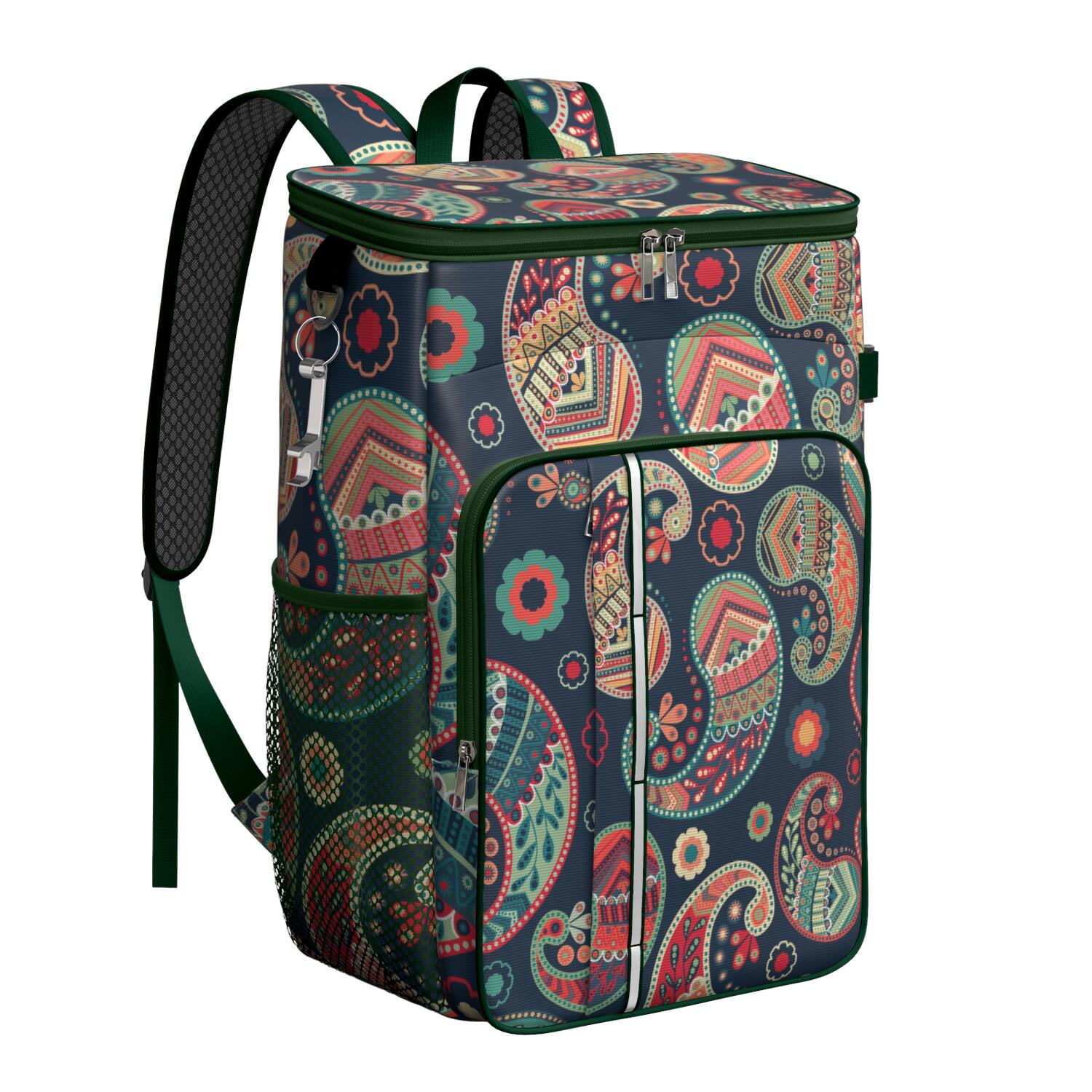Insulated Cooler Backpack with Floral Paisley Print, Vintage Bohemian ...