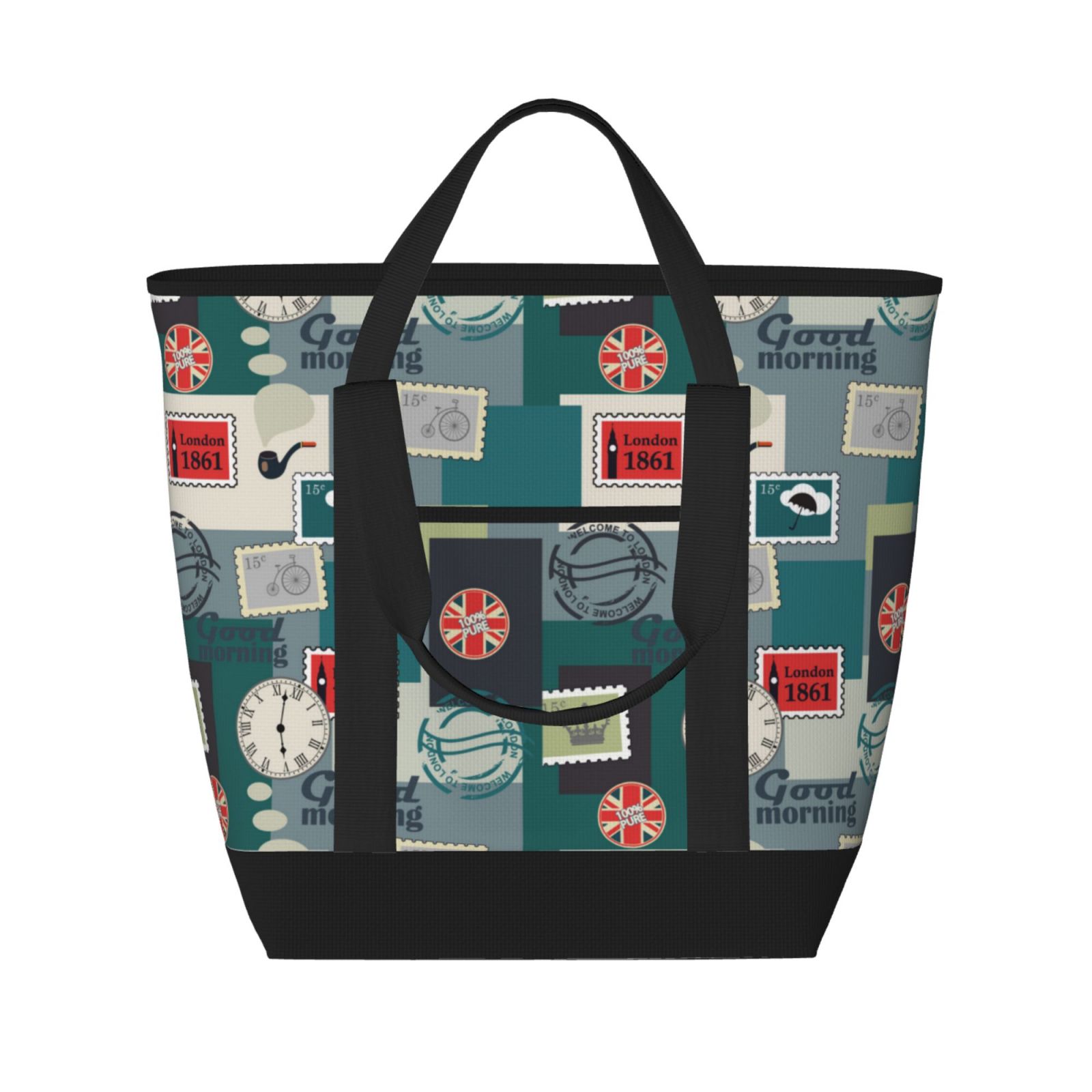 Insulated Cooler Bag - 1861 Stamp Pattern Large Freezer Cooler Tote ...