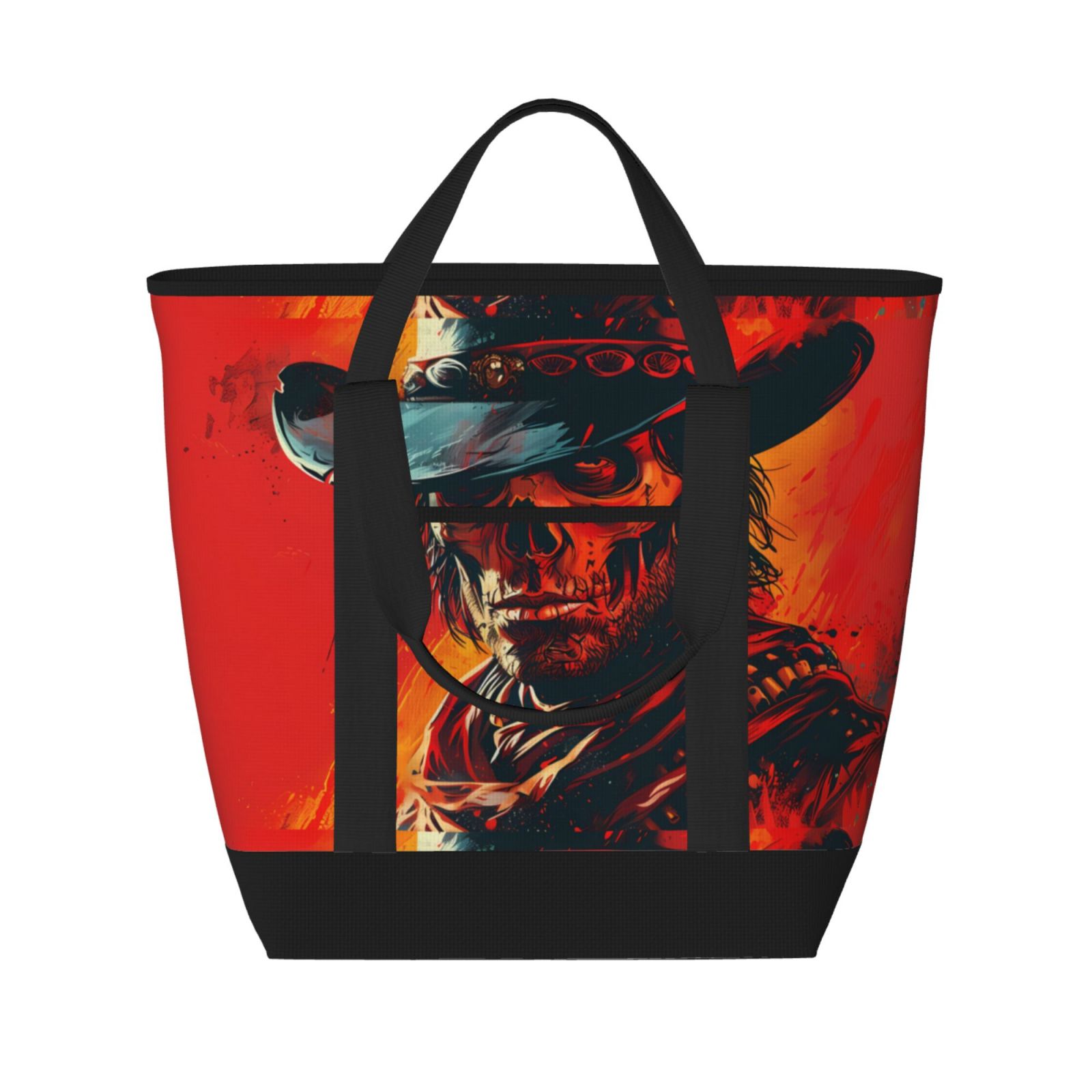 Insulated Cooler Bag 60s Western Skull Cowboy Large Cooler Tote Bags ...
