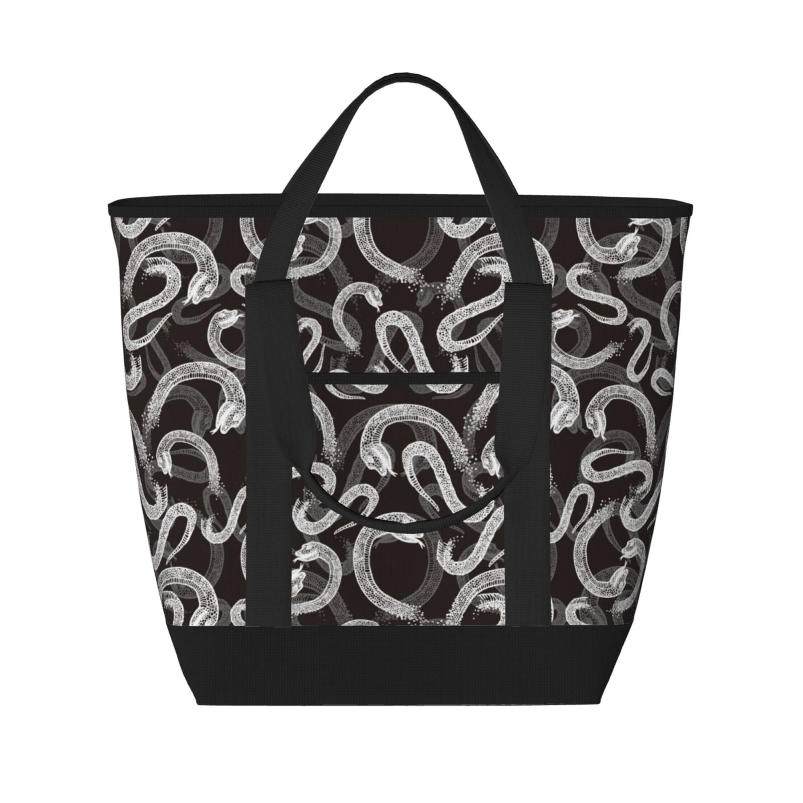Insulated Cooler Bag - Abstract Minimalist Snake White Large Freezer ...