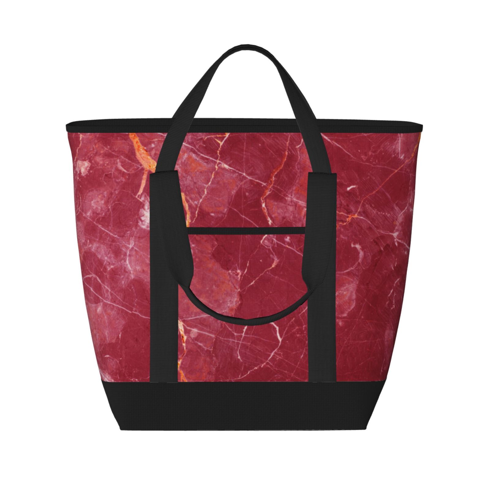 Insulated Cooler Bag, Abstract Red Marble Large Freezer Cooler Tote ...