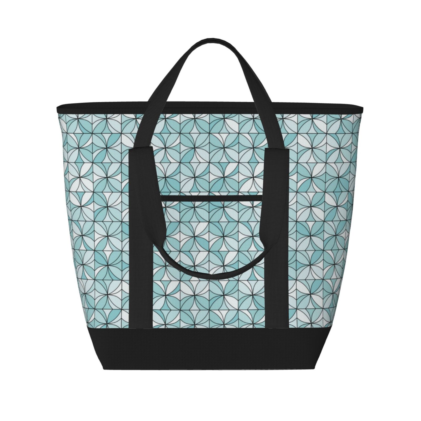 Insulated Cooler Bag - Abstract blue floral Large Freezer Cooler Tote ...