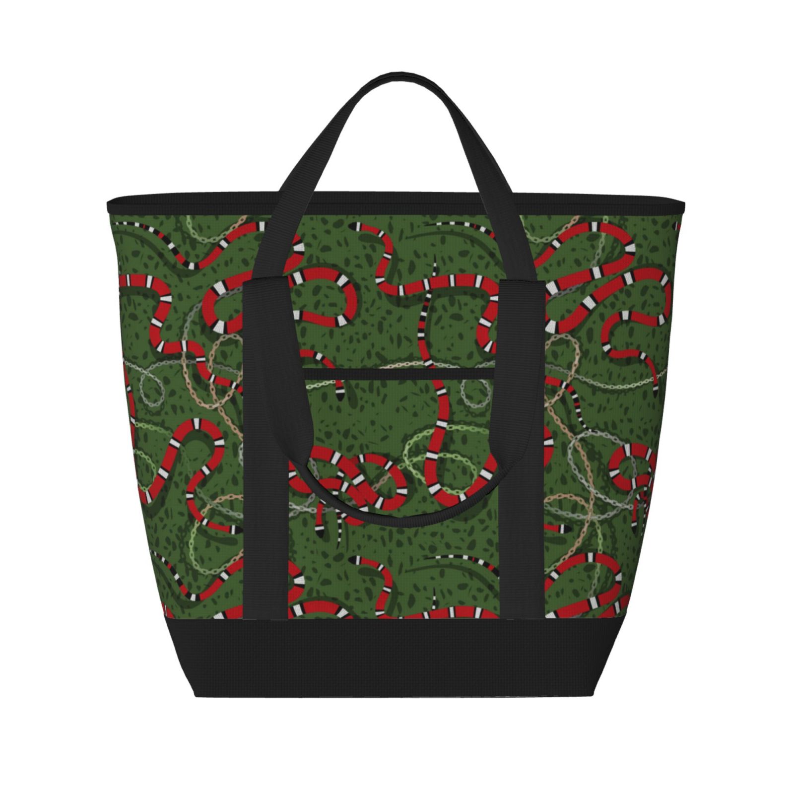 Insulated Cooler Bag - Artistic Chain Red Funny Snake Large Freezer ...