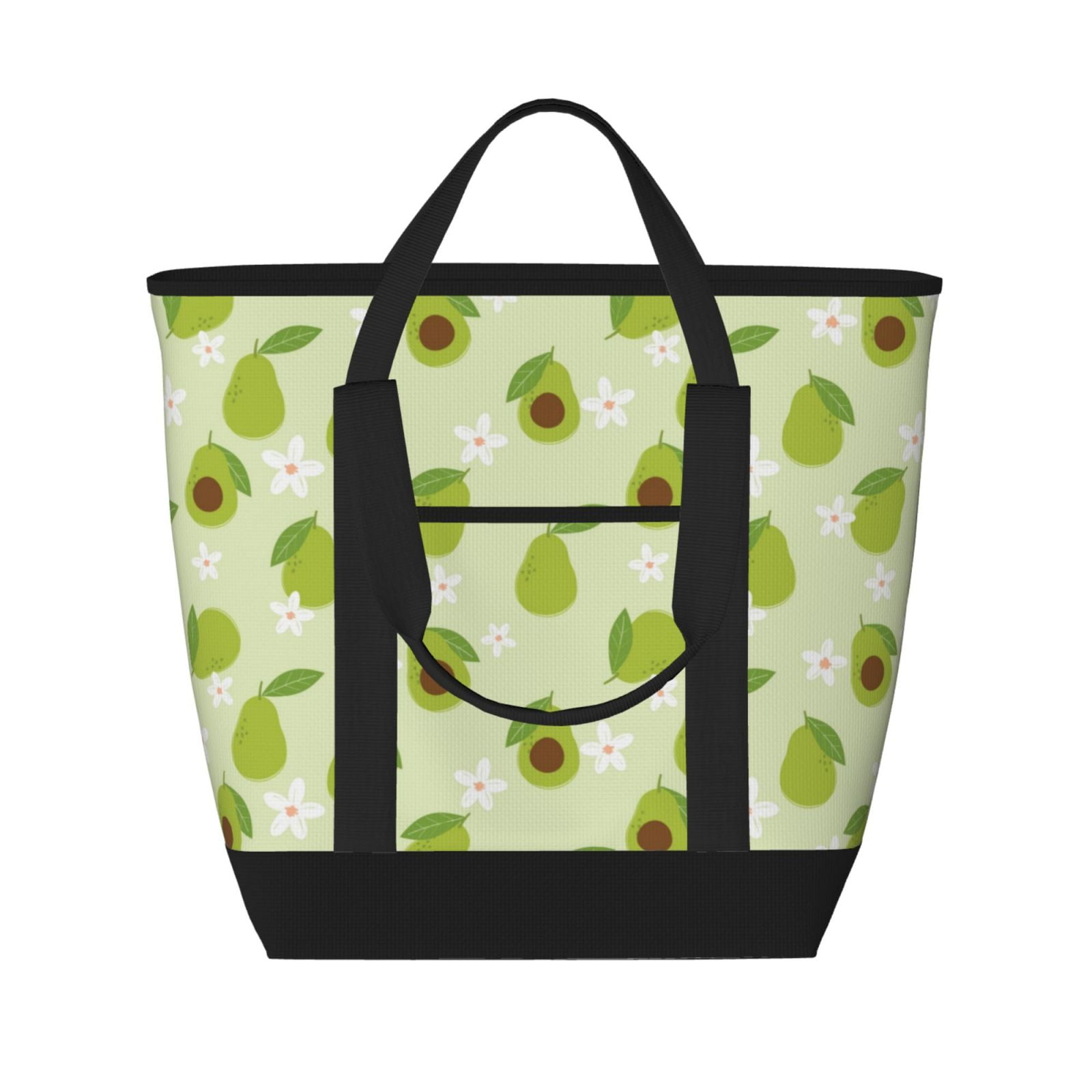 Insulated Cooler Bag - Avocado With Leaf And Flower Large Freezer ...