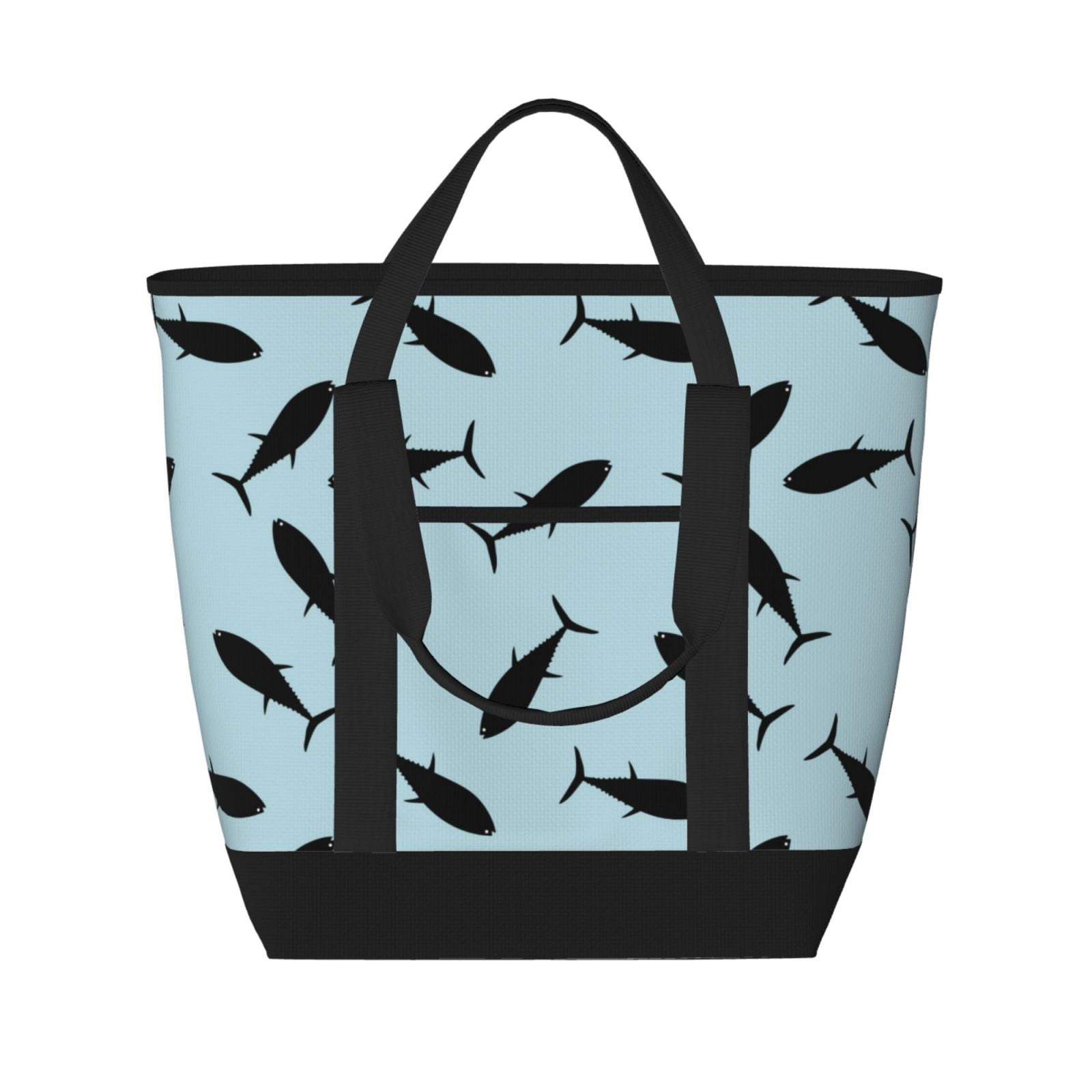 Insulated Cooler Bag - Black tuna fish Large Freezer Cooler Tote Bags ...