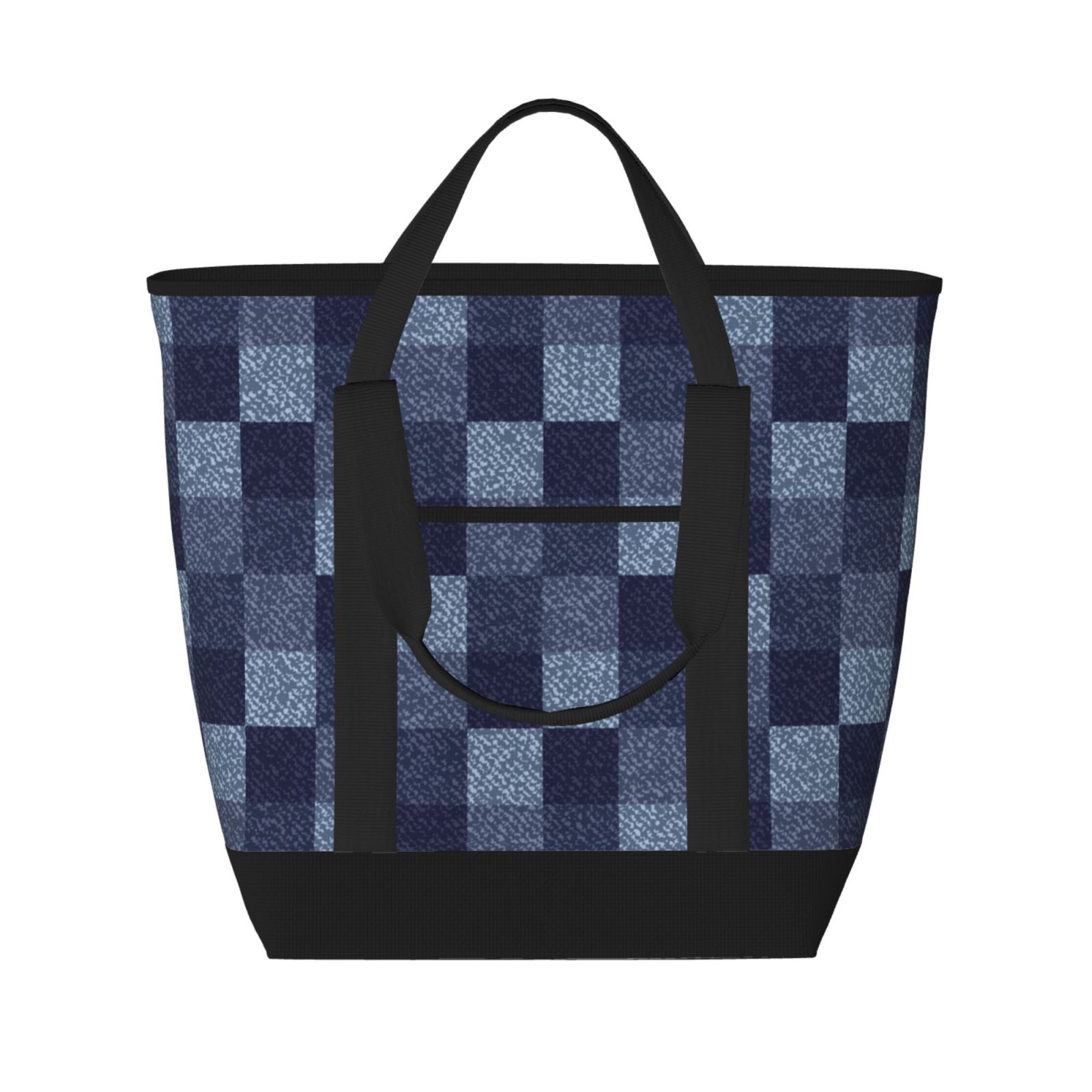 Insulated Cooler Bag - Blue Gingham Buffalo Check Large Freezer Cooler ...