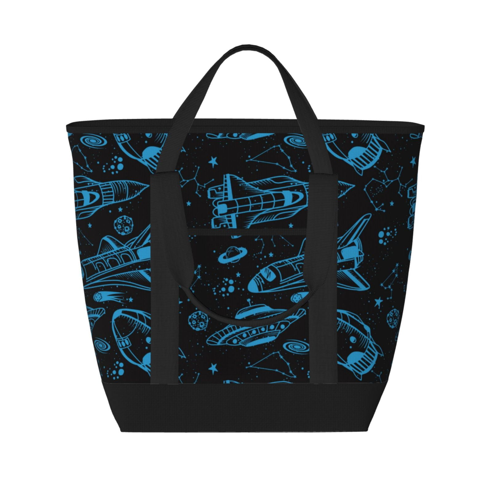 Insulated Cooler Bag - Blue Line Rocket Ship Large Freezer Cooler Tote ...