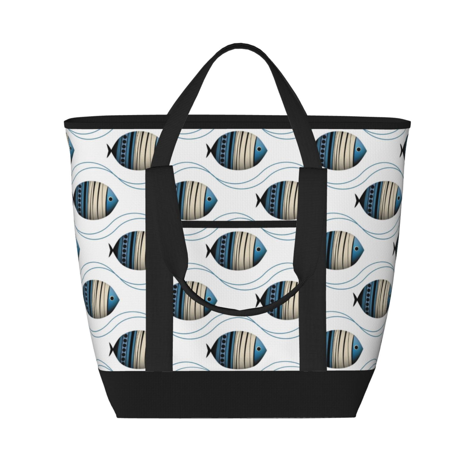 Insulated Cooler Bag, Blue swimming fish Large Freezer Cooler Tote Bags ...