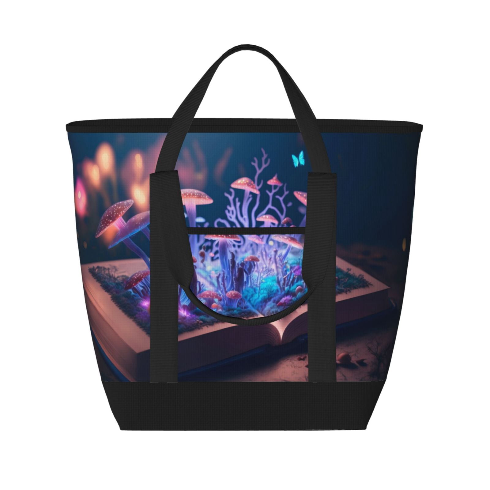 Insulated Cooler Bag Book Glowing Mushrooms Large Cooler Tote Bags ...