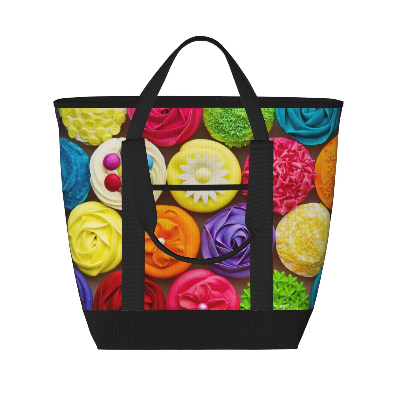 Insulated Cooler Bag Brightly Colored Cupcakes Large Cooler Tote Bags ...