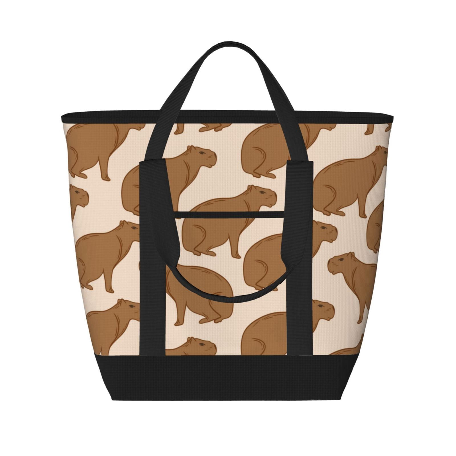 Insulated Cooler Bag, Brown Capybara Large Freezer Cooler Tote Bags ...