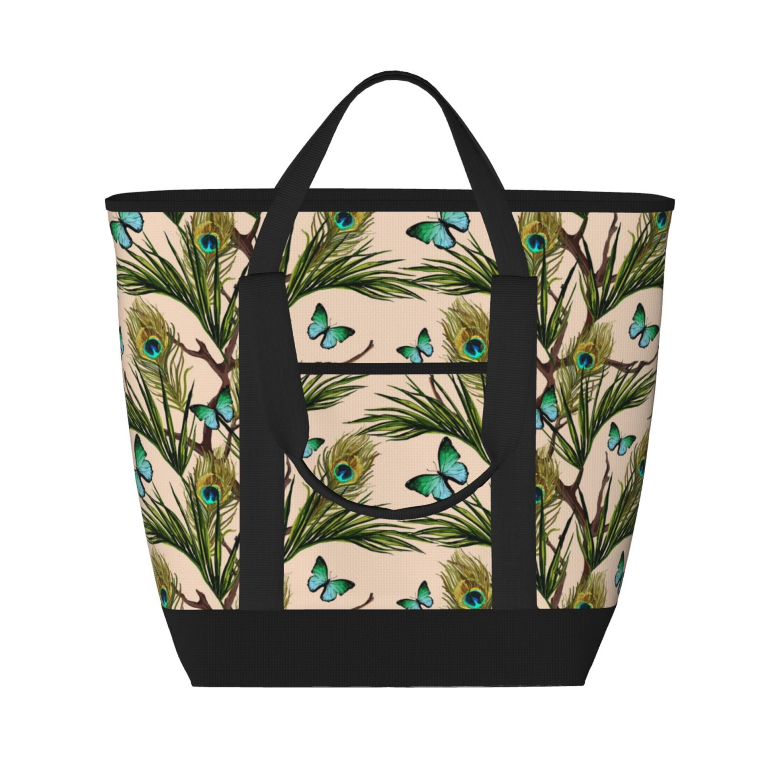 Insulated Cooler Bag - Butterflies And Peacock Feathers Large Freezer ...