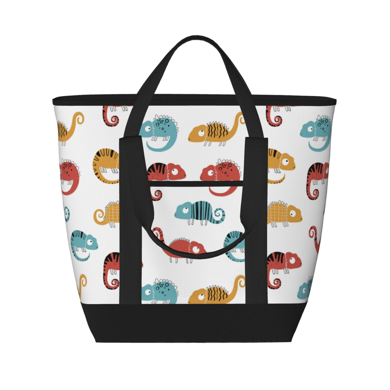 Insulated Cooler Bag - Cartoon Cute Chameleon Lizard_A Large Freezer ...
