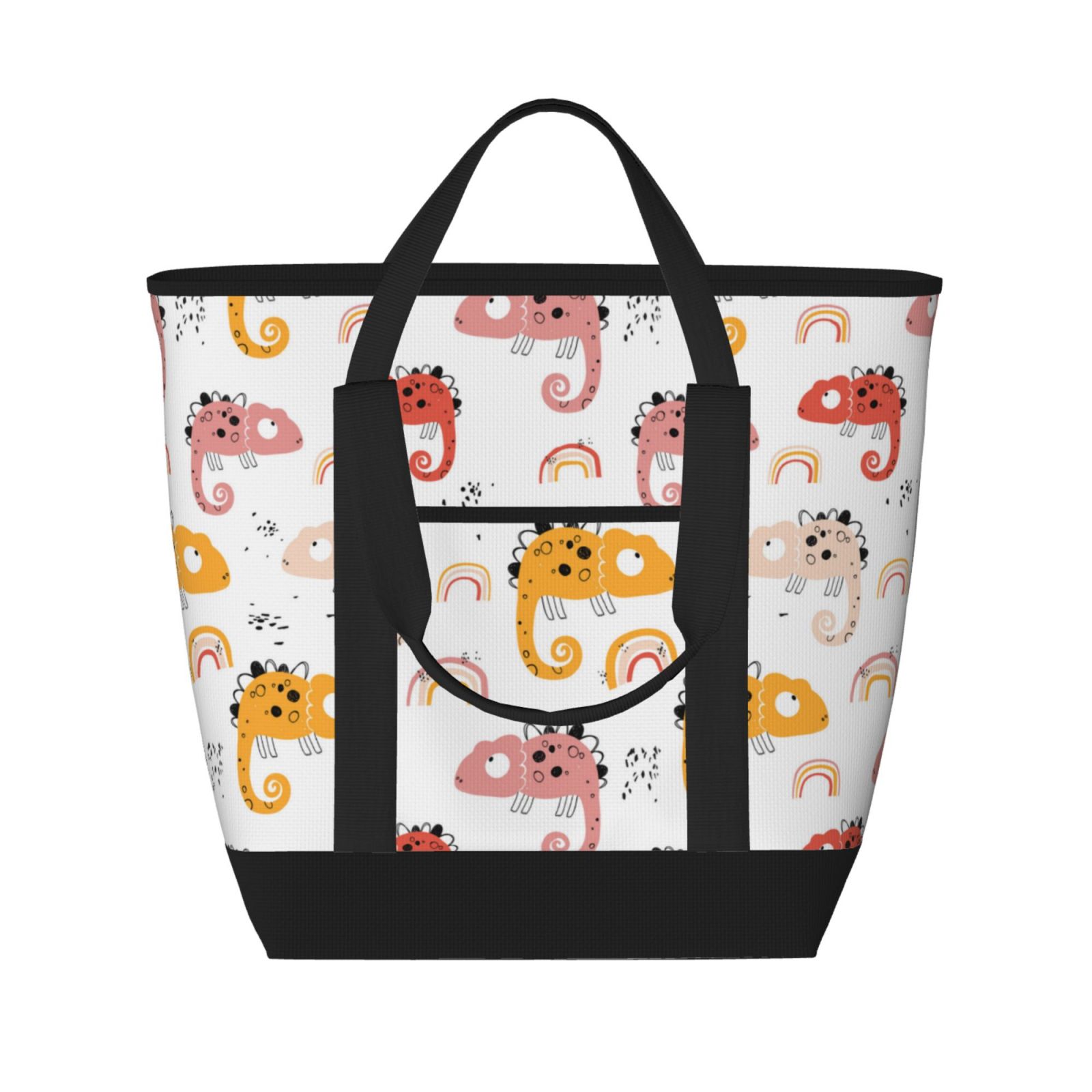 Insulated Cooler Bag - Cartoon Cute Chameleon Lizard Large Freezer ...