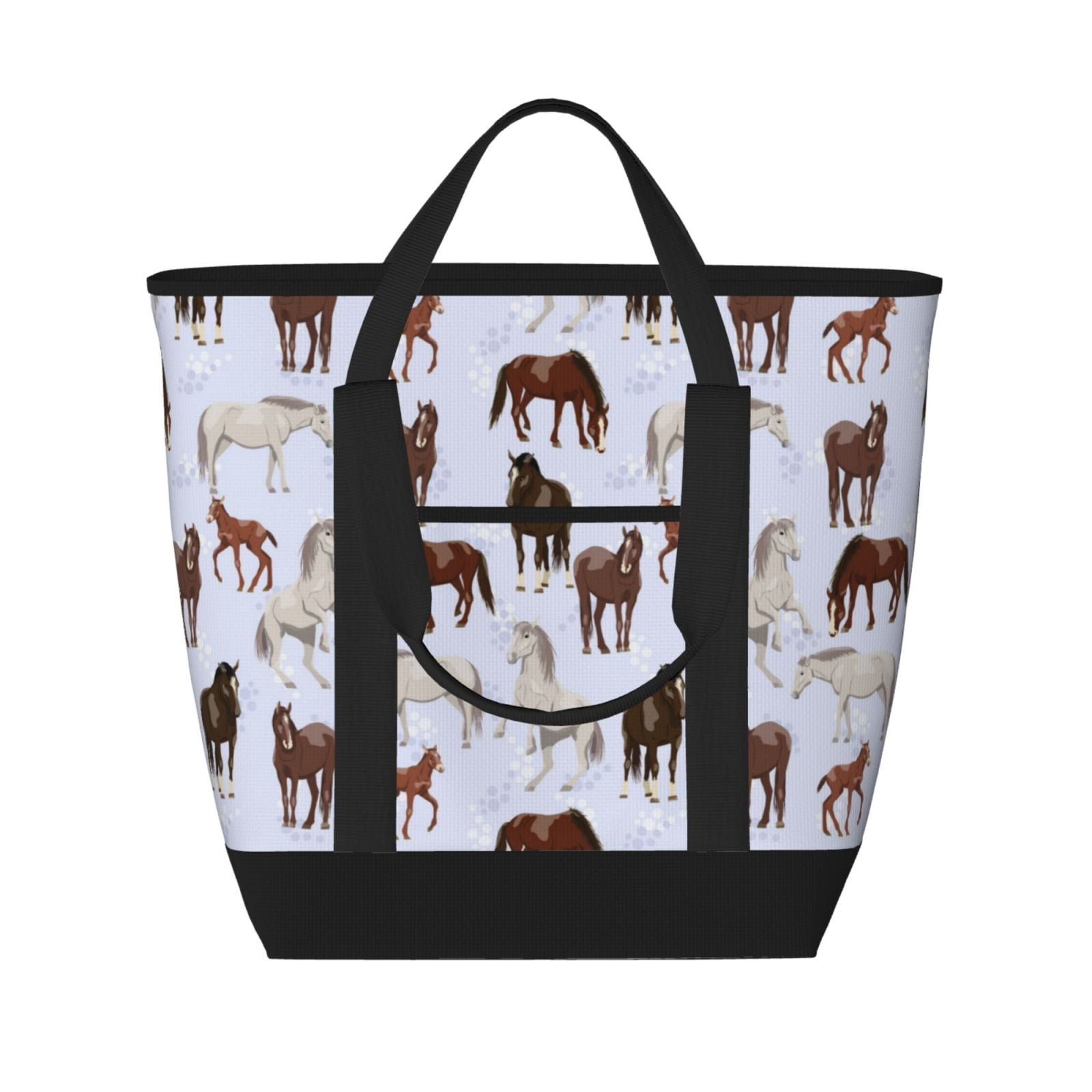 Insulated Cooler Bag, Cartoon Cute Funny Horse Large Freezer Cooler ...