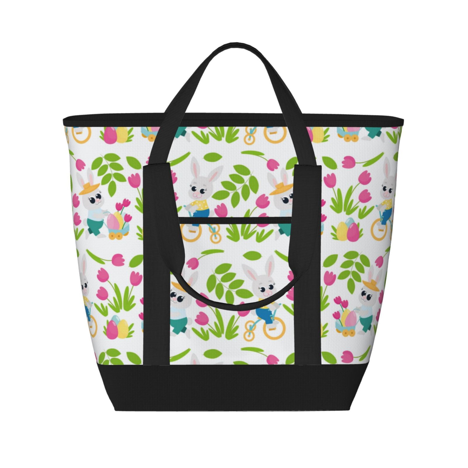 Insulated Cooler Bag - Cartoon Cute Rabbit Tulip Large Freezer Cooler ...