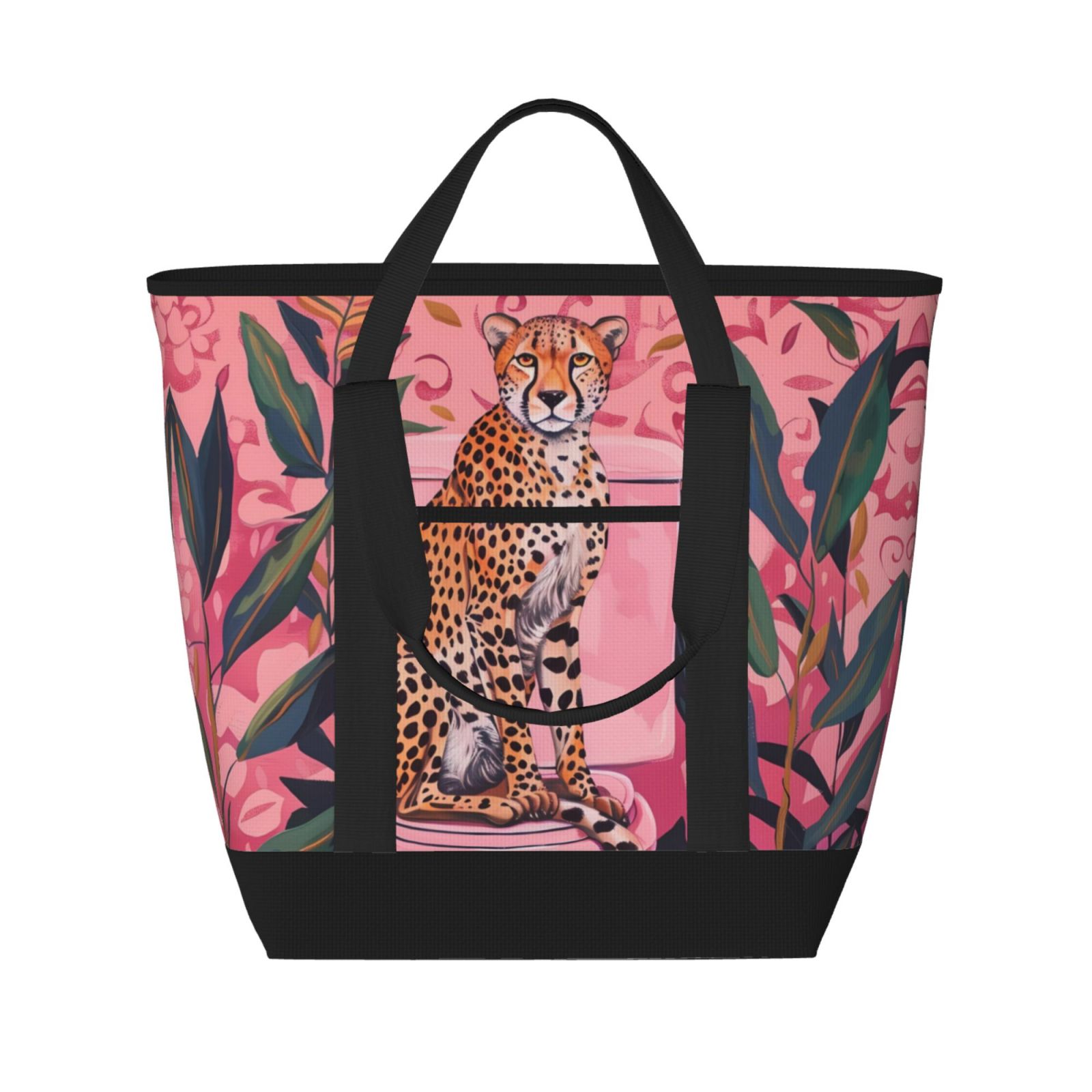 Insulated Cooler Bag, Cheetah On Toilet Humor Art Large Freezer Cooler ...