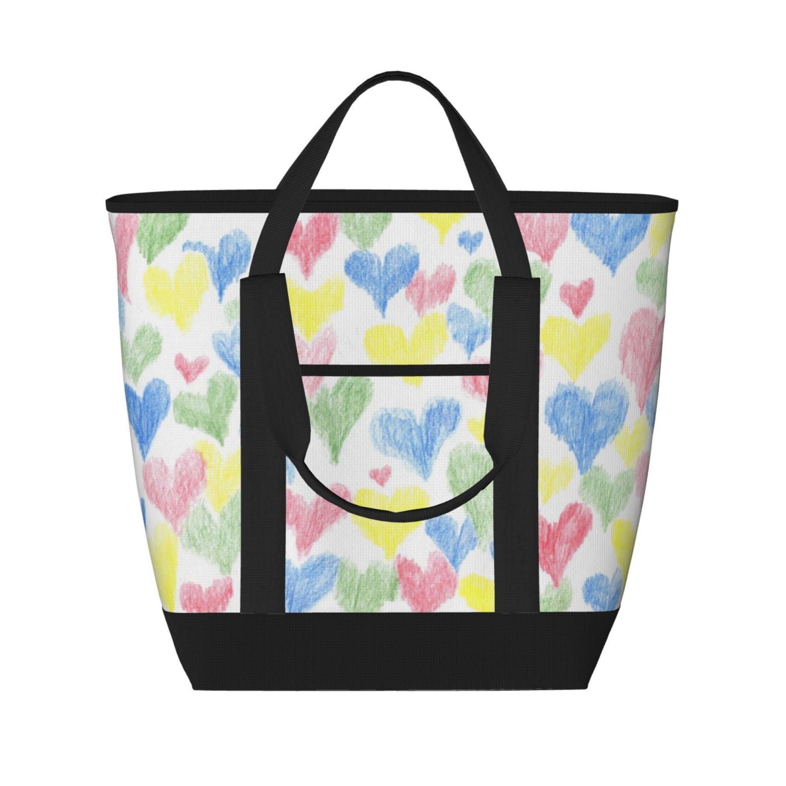 Insulated Cooler Bag Colored Hearts Large Cooler Tote Bags, Insulated ...