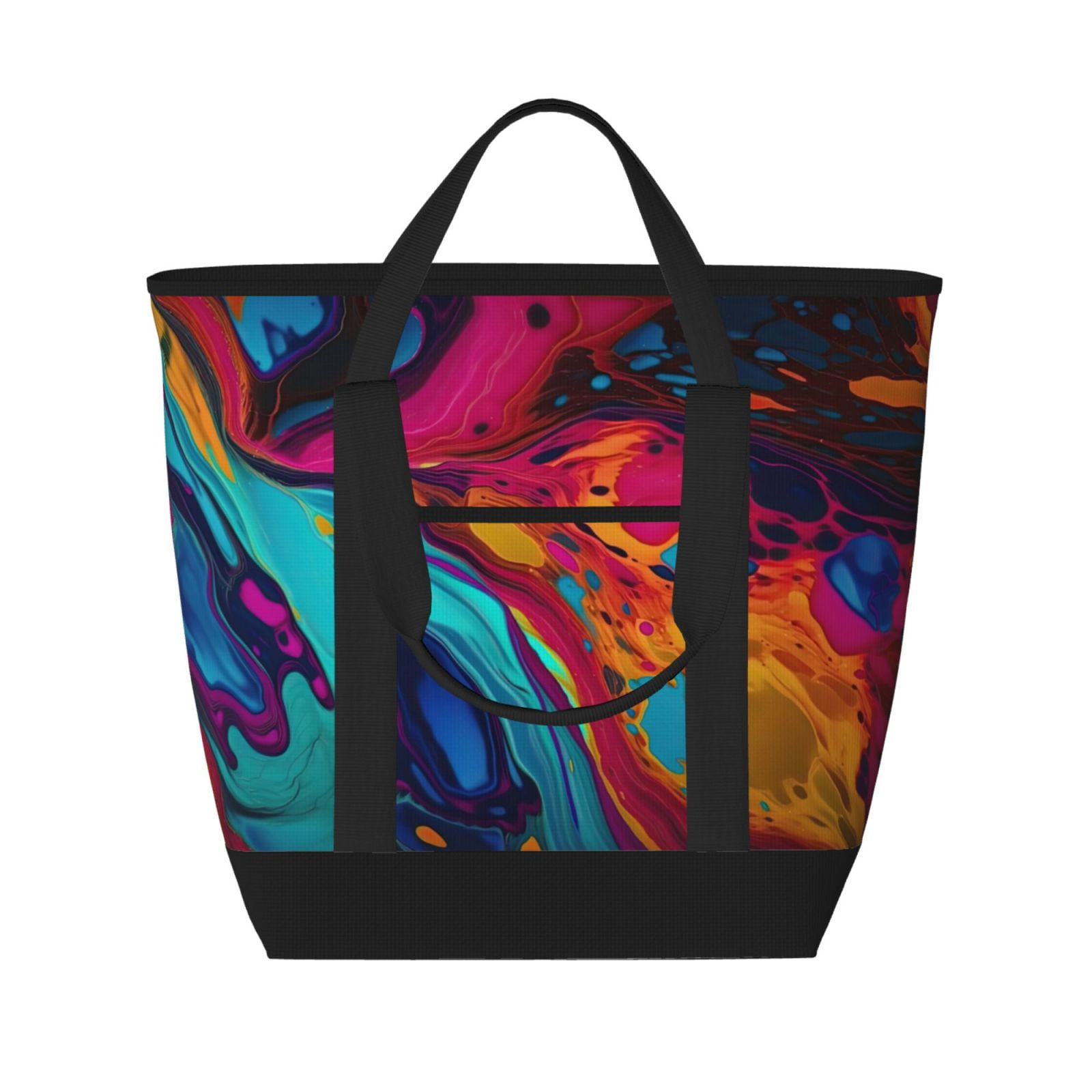 Insulated Cooler Bag - Colorful Abstract Swirls Large Freezer Cooler ...