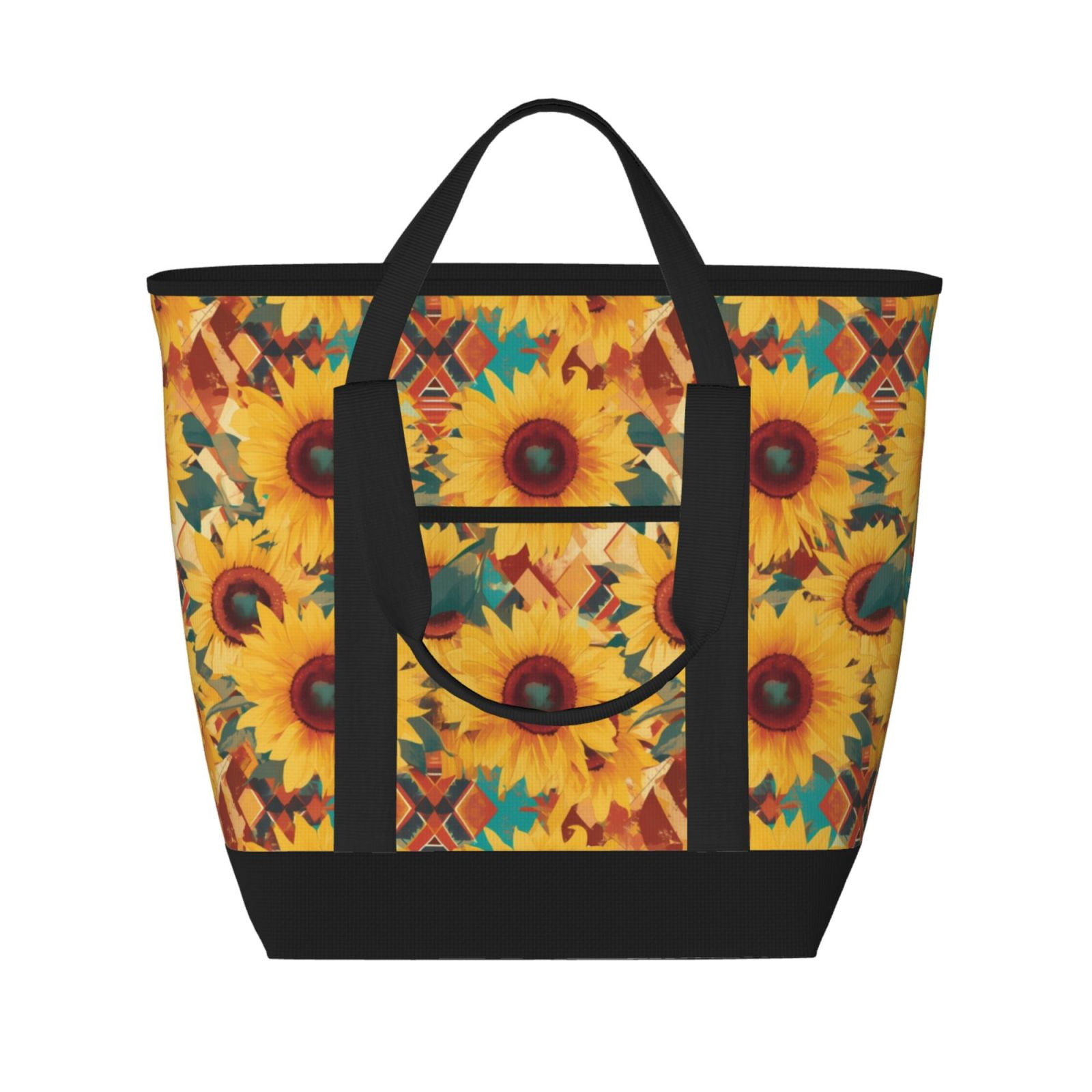 Insulated Cooler Bag - Colorful Bohemian Sunflower Large Freezer Cooler ...