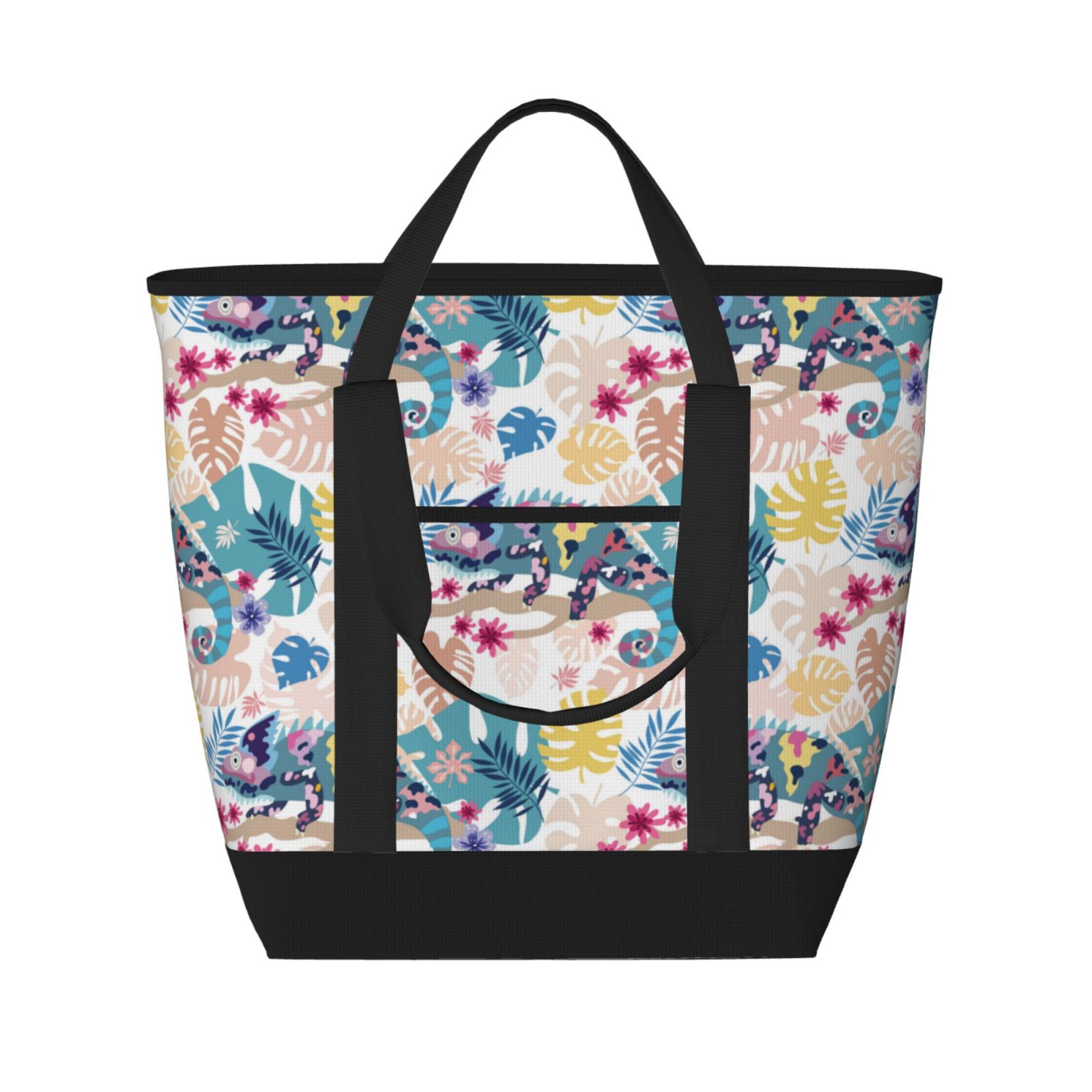 Insulated Cooler Bag Colorful Chameleon Lizard Monstera Large Cooler ...