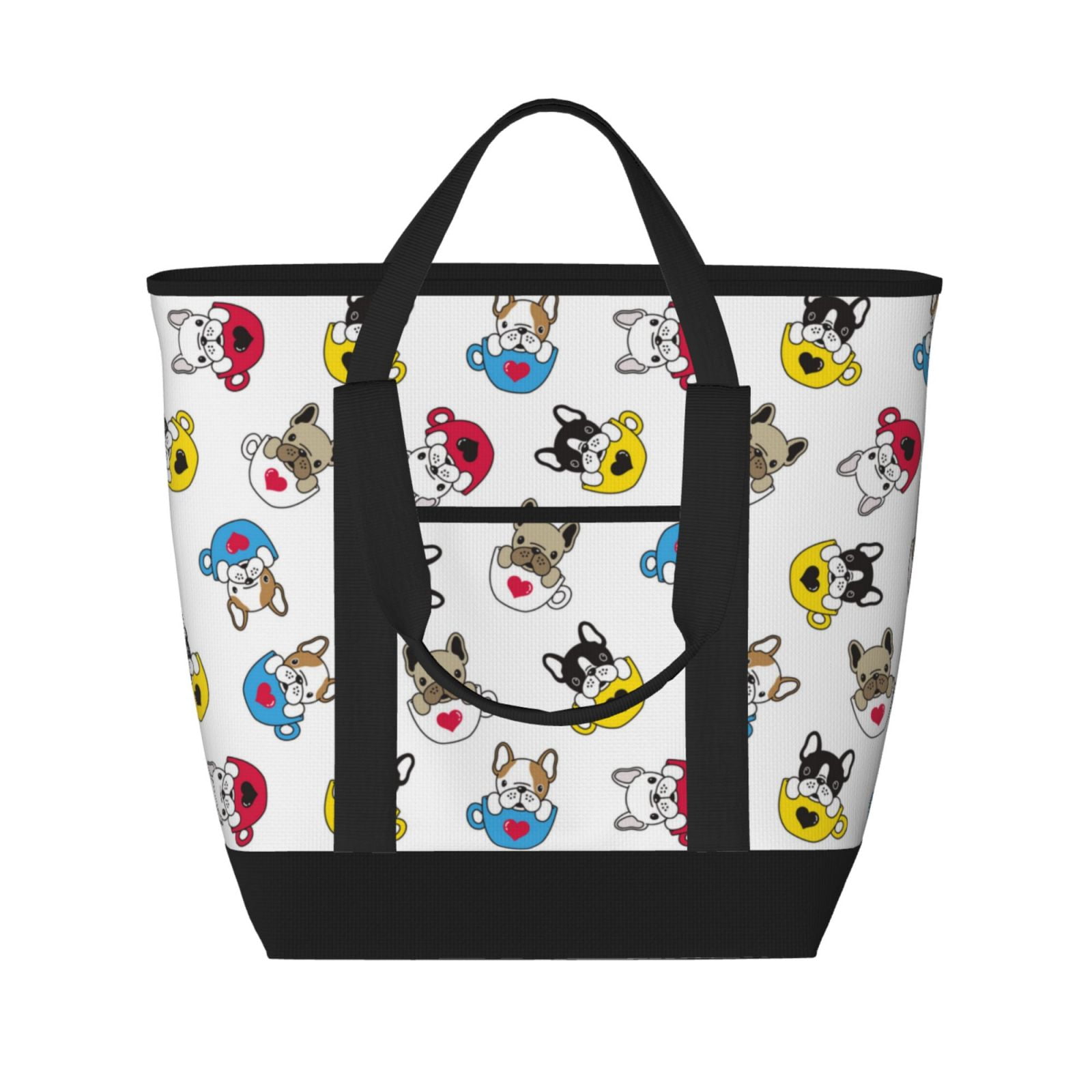 Insulated Cooler Bag - Colorful Cup Cute French Bulldog Large Freezer ...