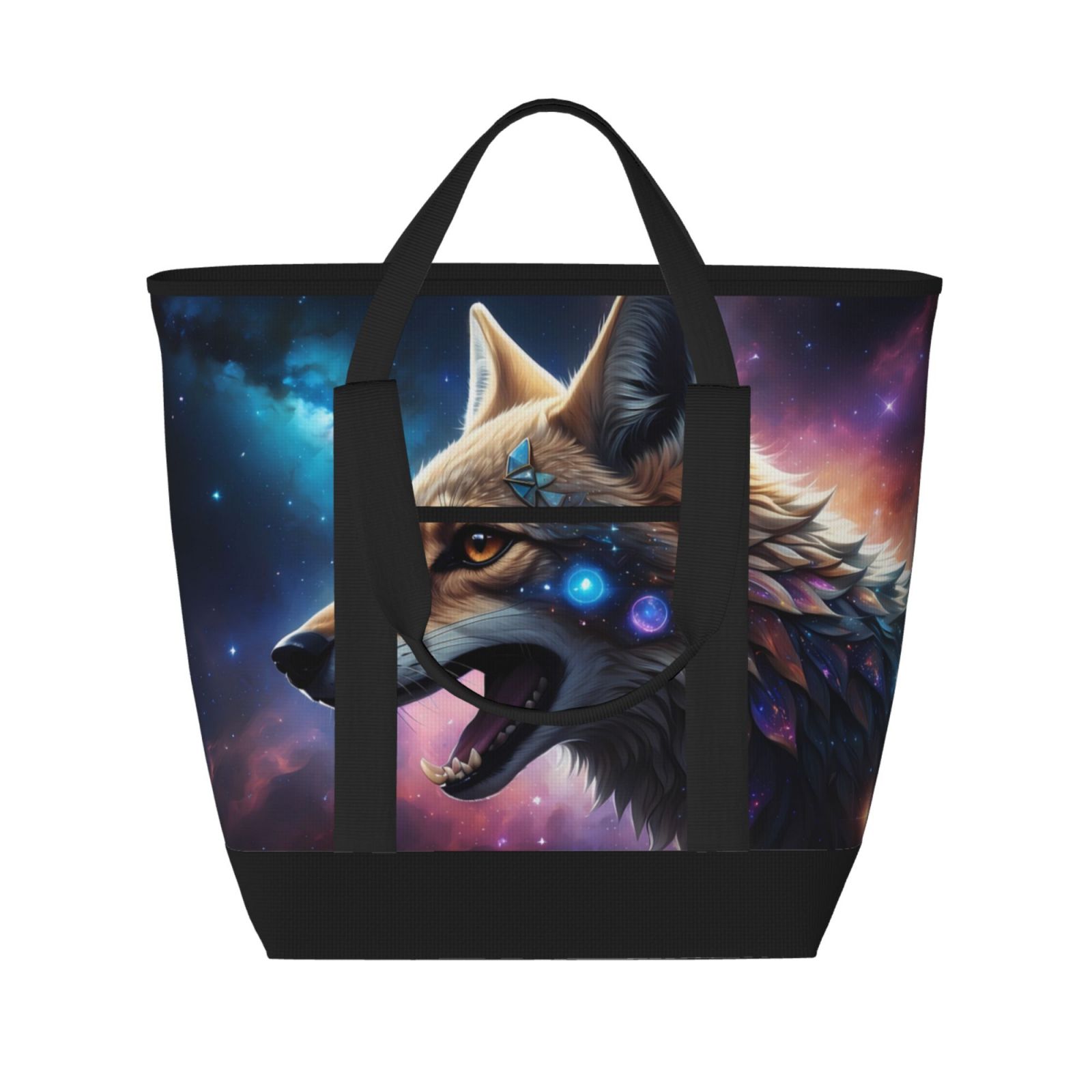 Insulated Cooler Bag Colorful Starry Sky Fox Large Cooler Tote Bags ...