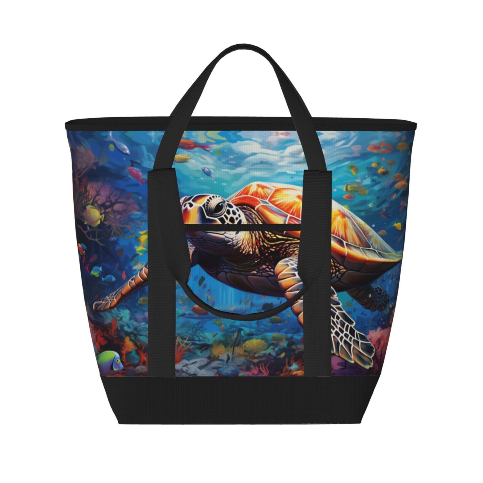 Insulated Cooler Bag - Colorful Underwater Sea Turtle Large Freezer ...